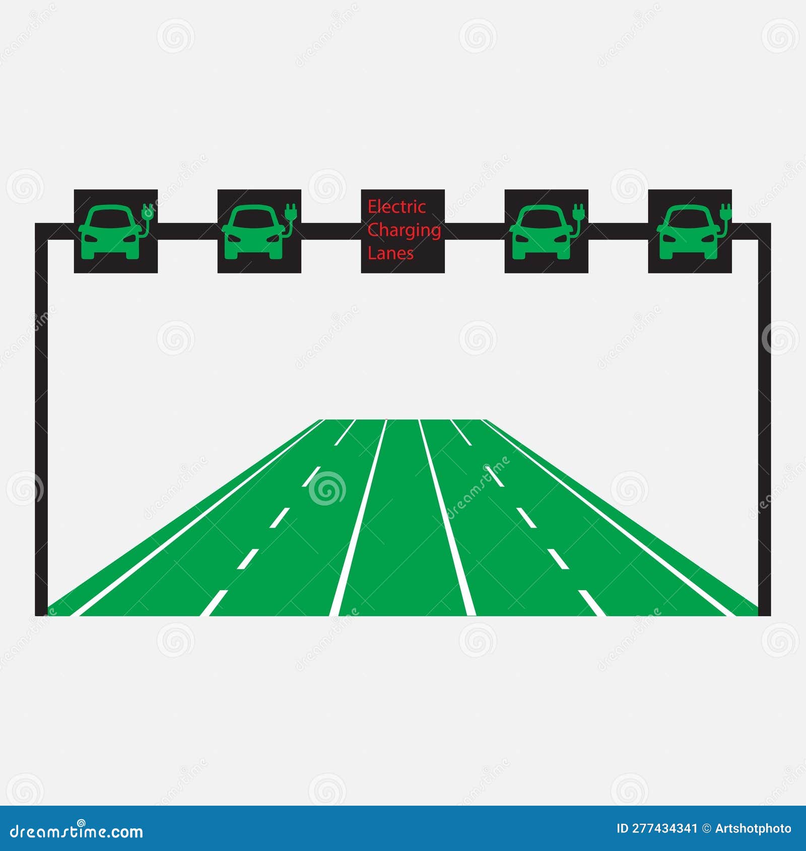 Road with Lanes for Wireless Charging of Electric Vehicles Stock ...