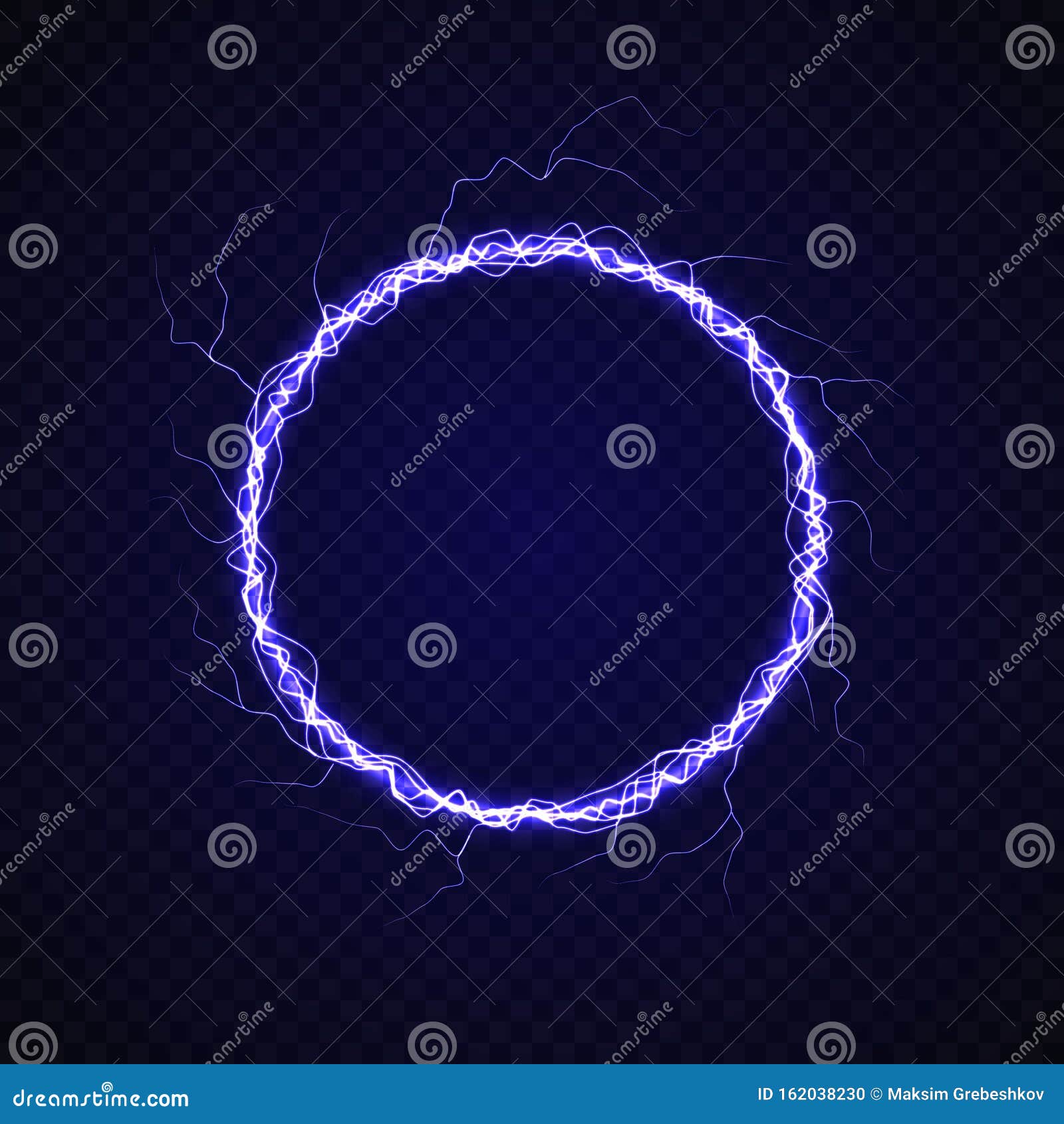 Electric Circle with Lightning Effect Stock Illustration - Illustration ...