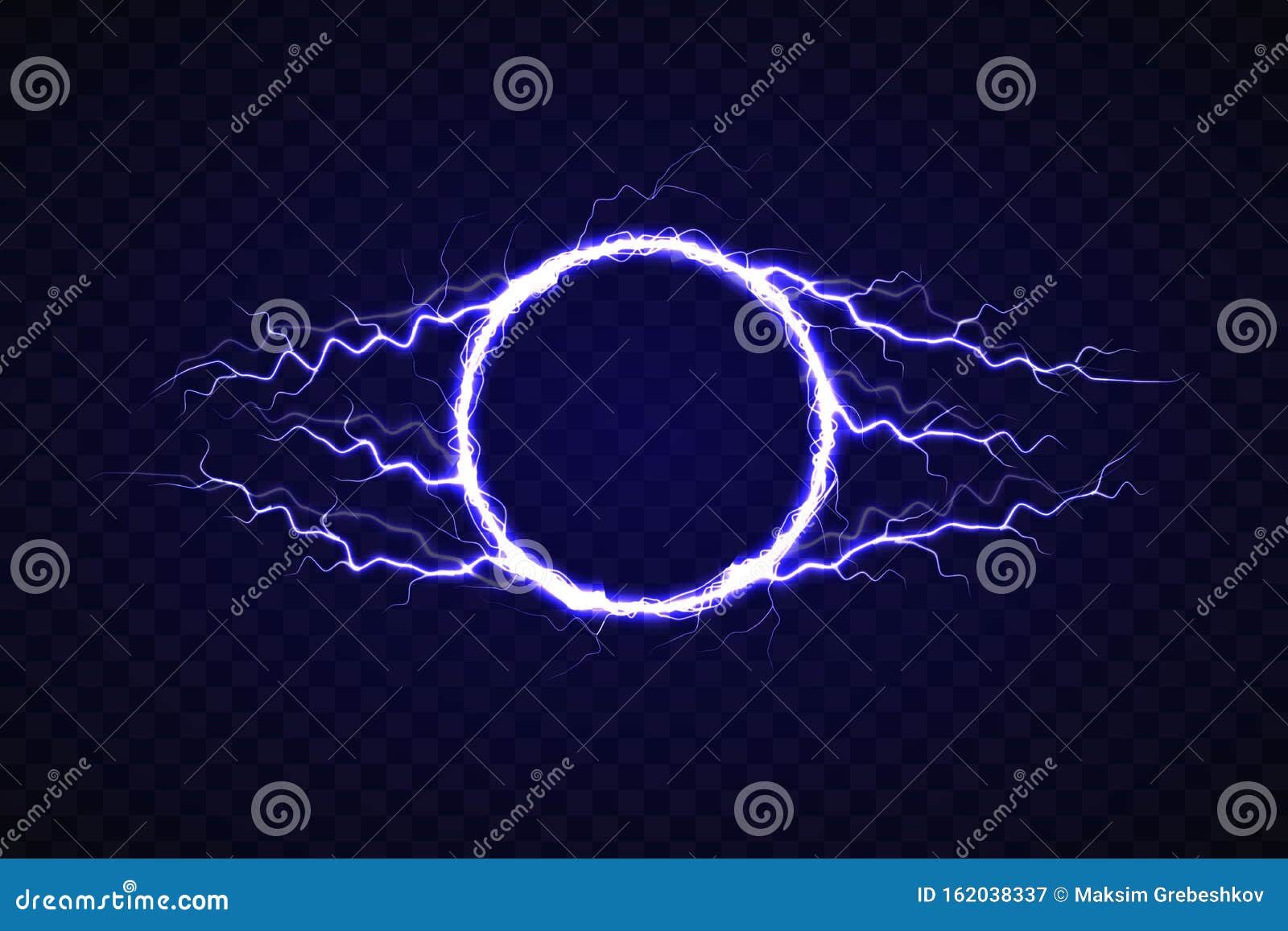 Electric Circle with Lightning Effect Stock Illustration - Illustration ...