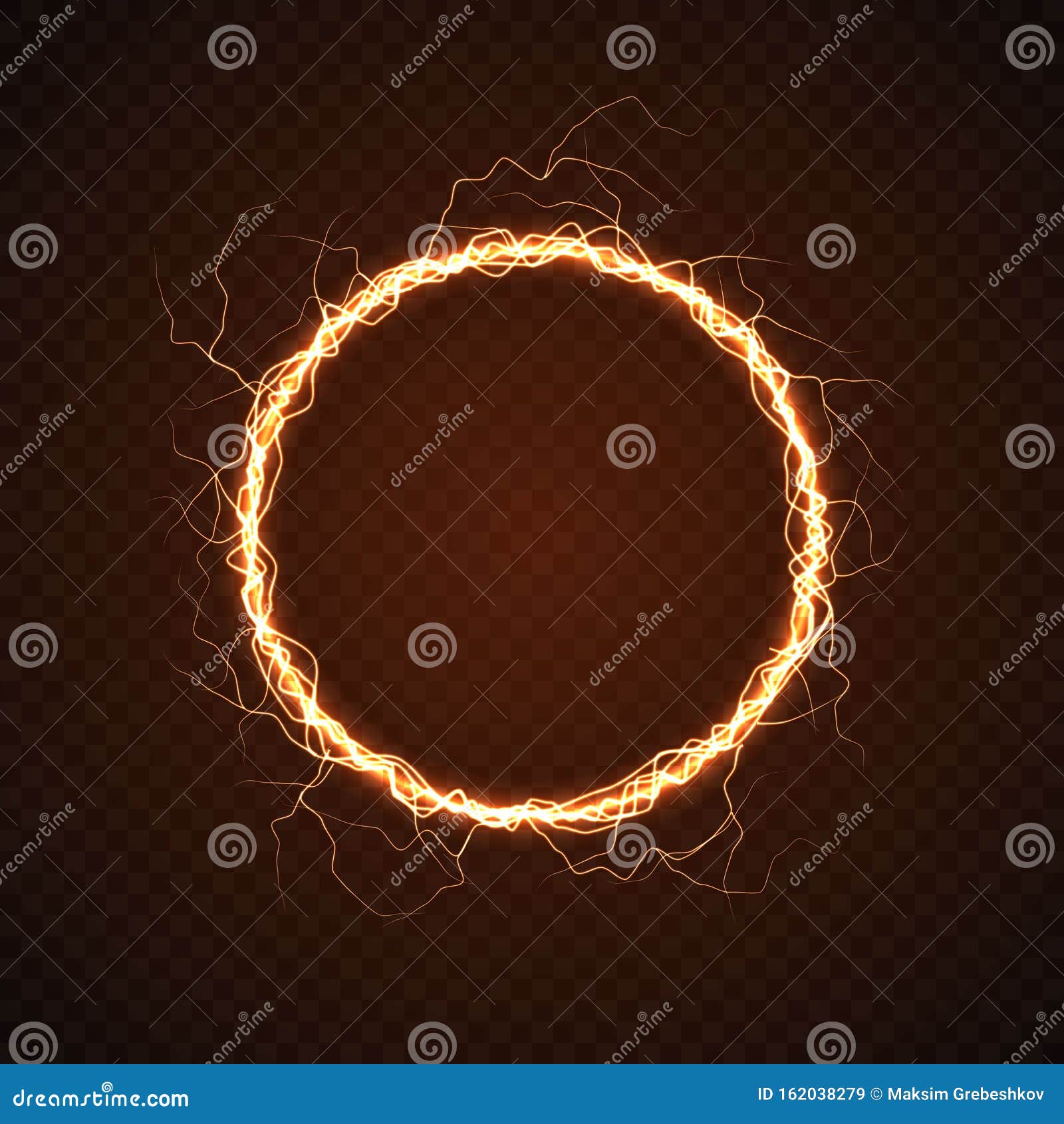 Electric Circle with Lightning Effect Stock Illustration - Illustration ...
