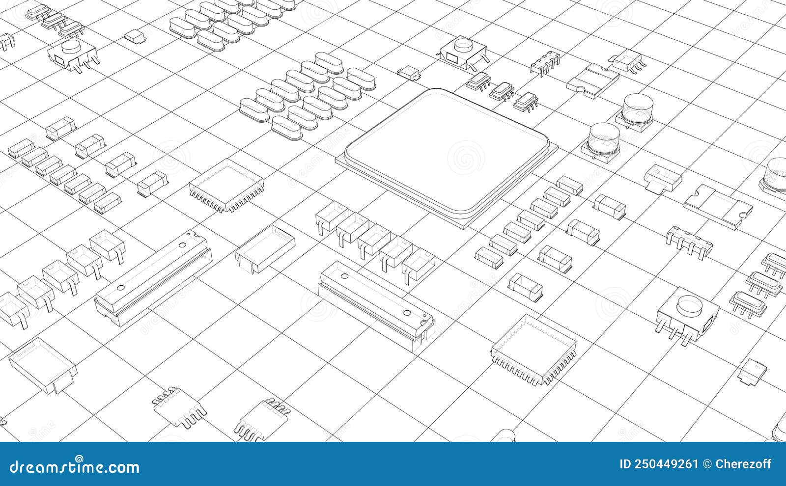 Electric Circuit Board, Various Chips. Vector Stock Vector ...