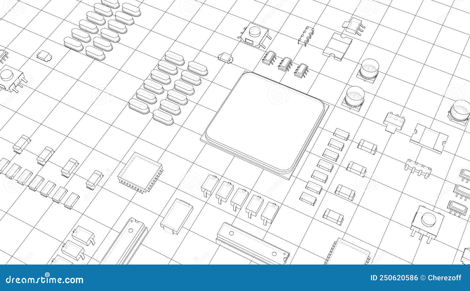 Electric Circuit Board, Various Chips. Vector Stock Vector ...