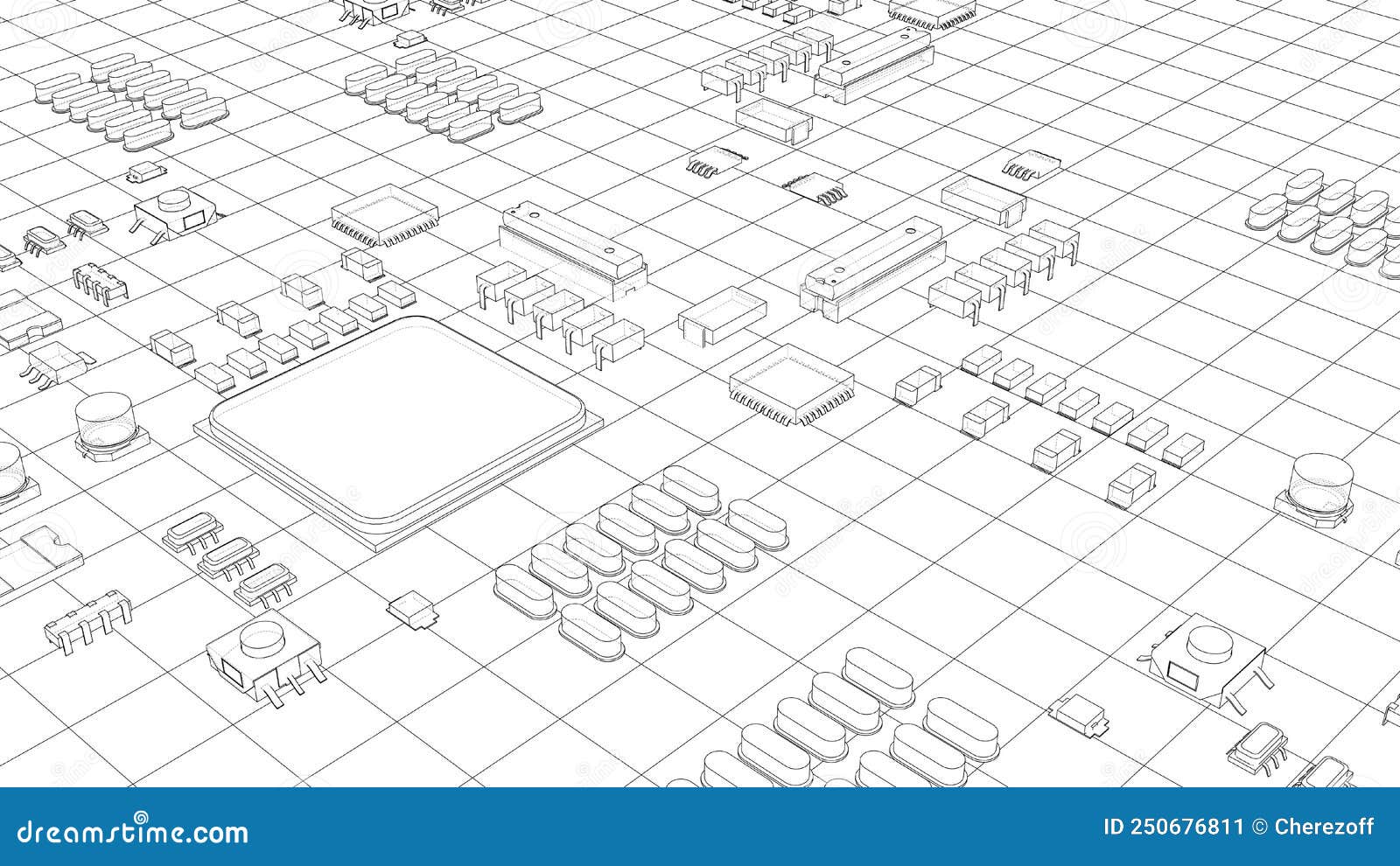 Electric Circuit Board, Various Chips. Vector Stock Vector ...