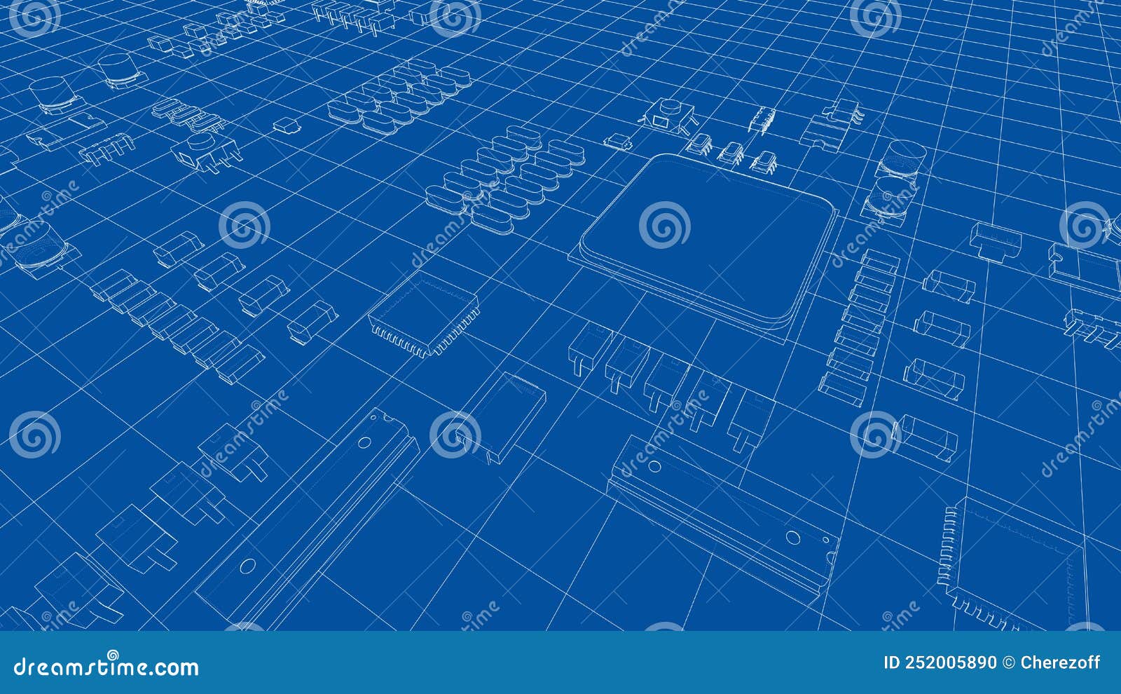 Electric Circuit Board, Various Chips. Vector Stock Illustration ...