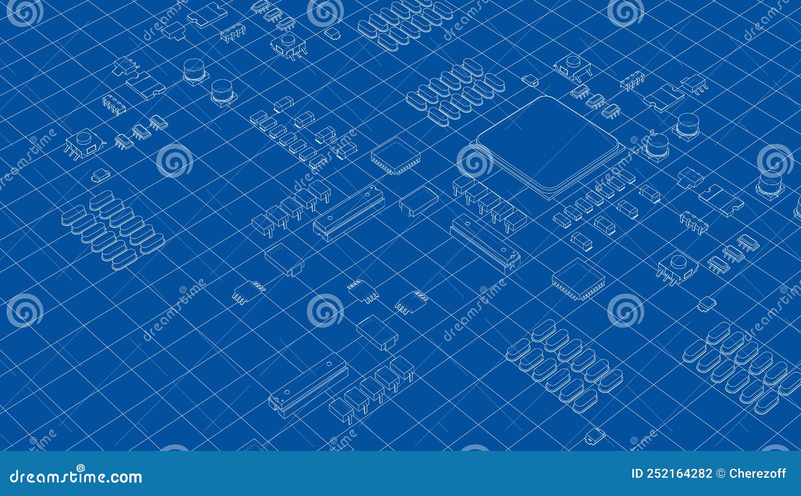 Electric Circuit Board, Various Chips. Vector Stock Illustration ...