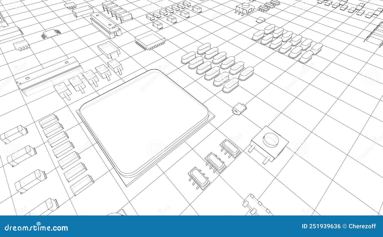 Electric Circuit Board, Various Chips. Vector Stock Illustration ...