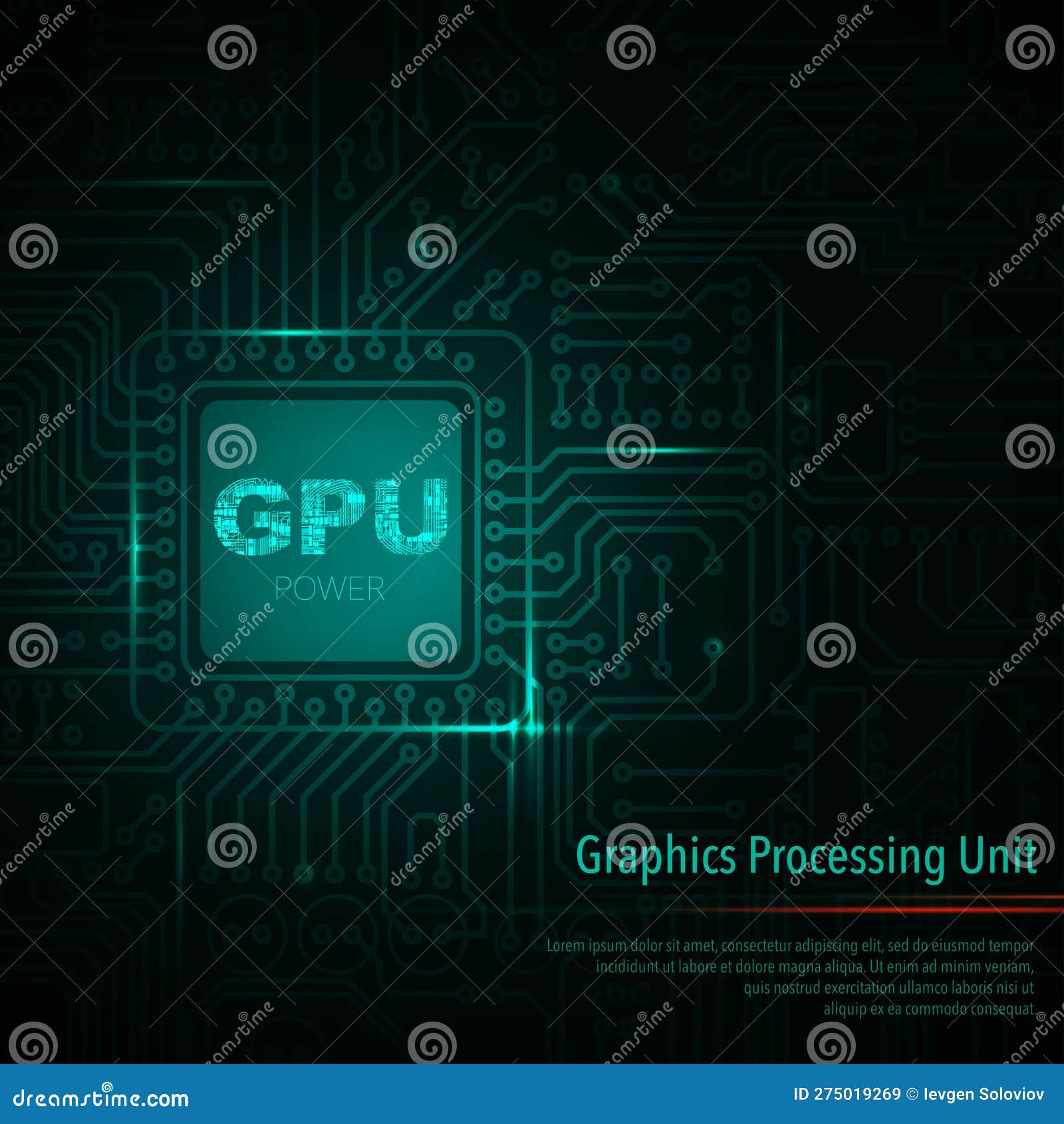 Electric circuit gpu chip stock vector. Illustration of board - 275019269