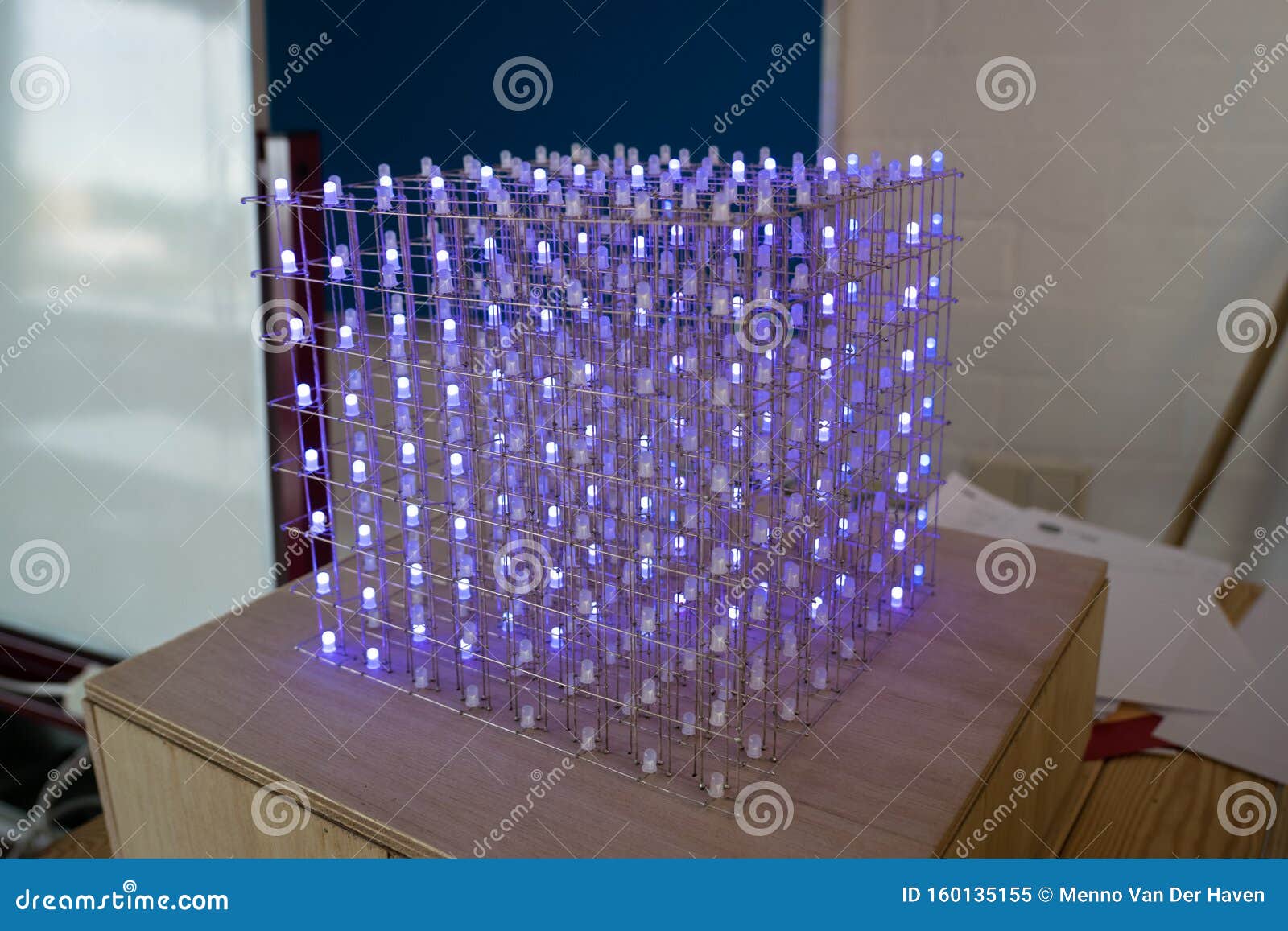 Cube of LED Light Emitting Diod Lights in Class Room. Stock Image ...