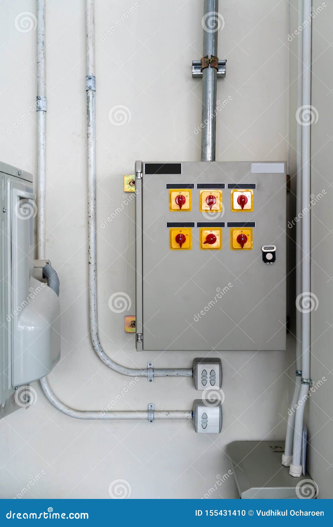 Electric City Control Panel in Grey Metal Box Hanging on Wall ...