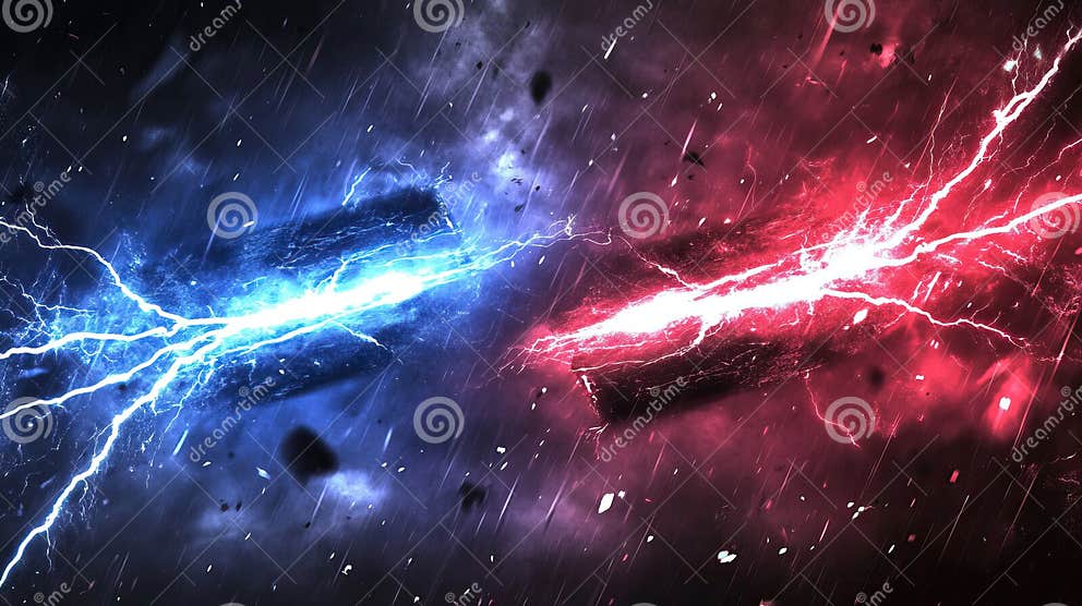 Electric Clash Red Versus Blue Lightning Effects Showcase with Dynamic ...