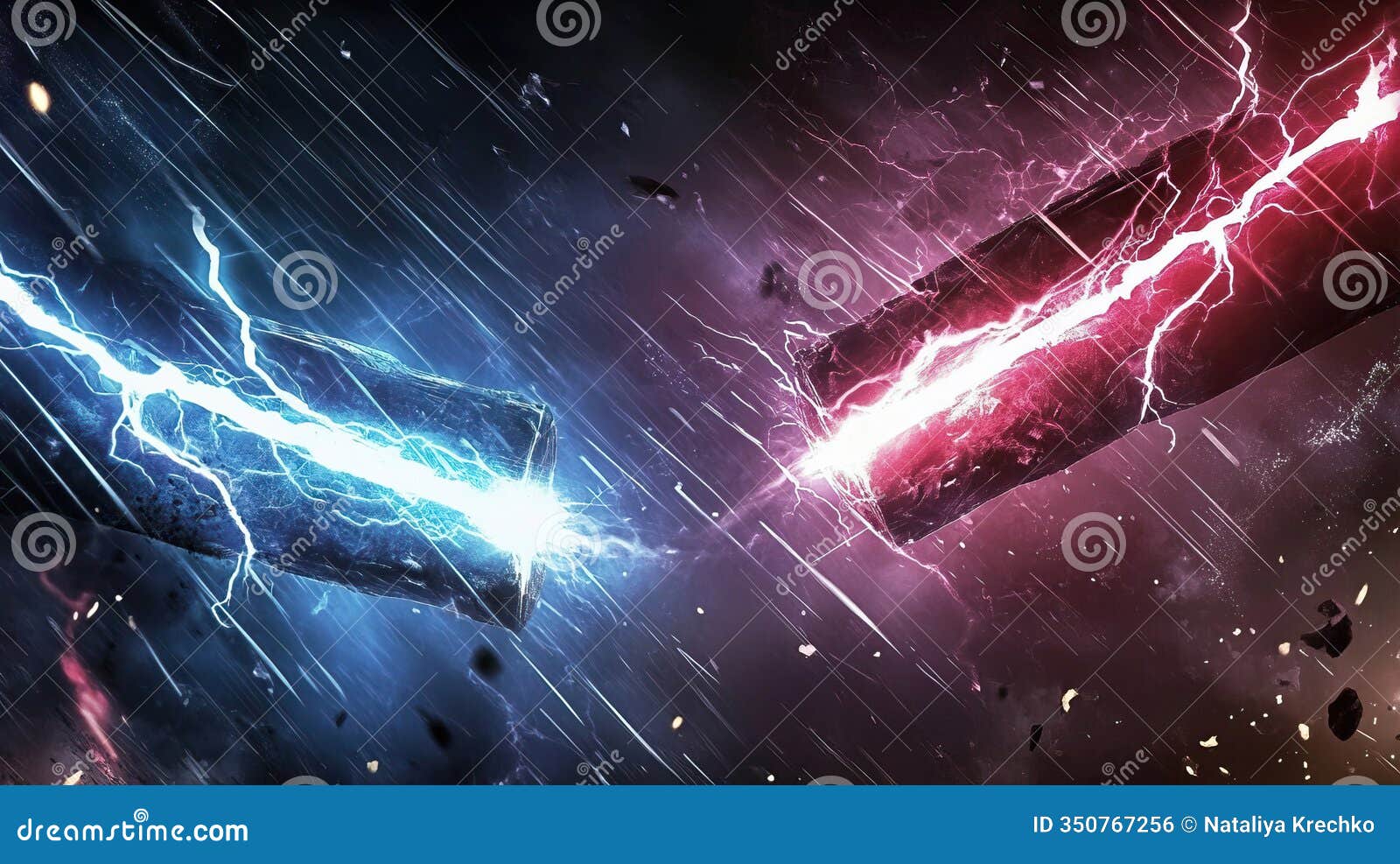 Electric Clash Red Versus Blue Lightning Effects Showcase with Dynamic ...
