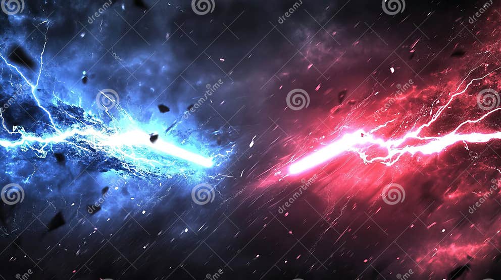 Electric Clash Red Versus Blue Lightning Effects Showcase with Dynamic ...