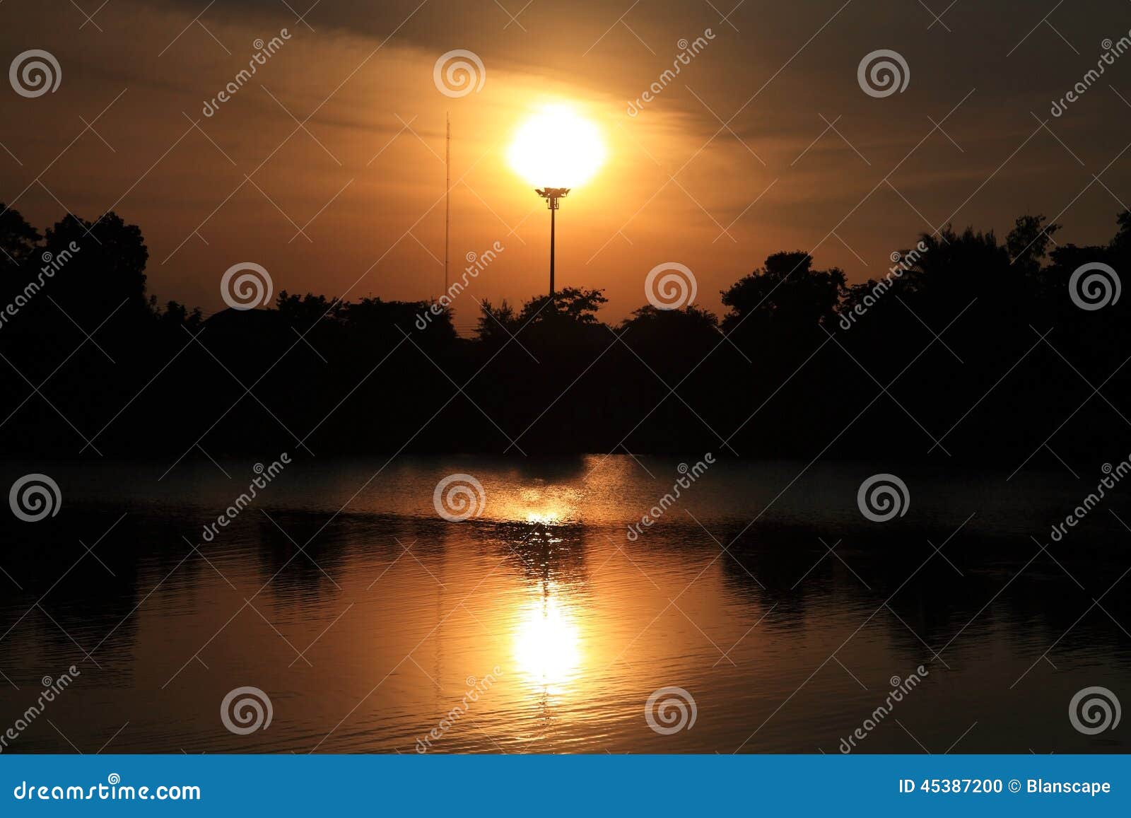Electric Column and Sun Look Like Spotlight Stock Photo - Image of ...