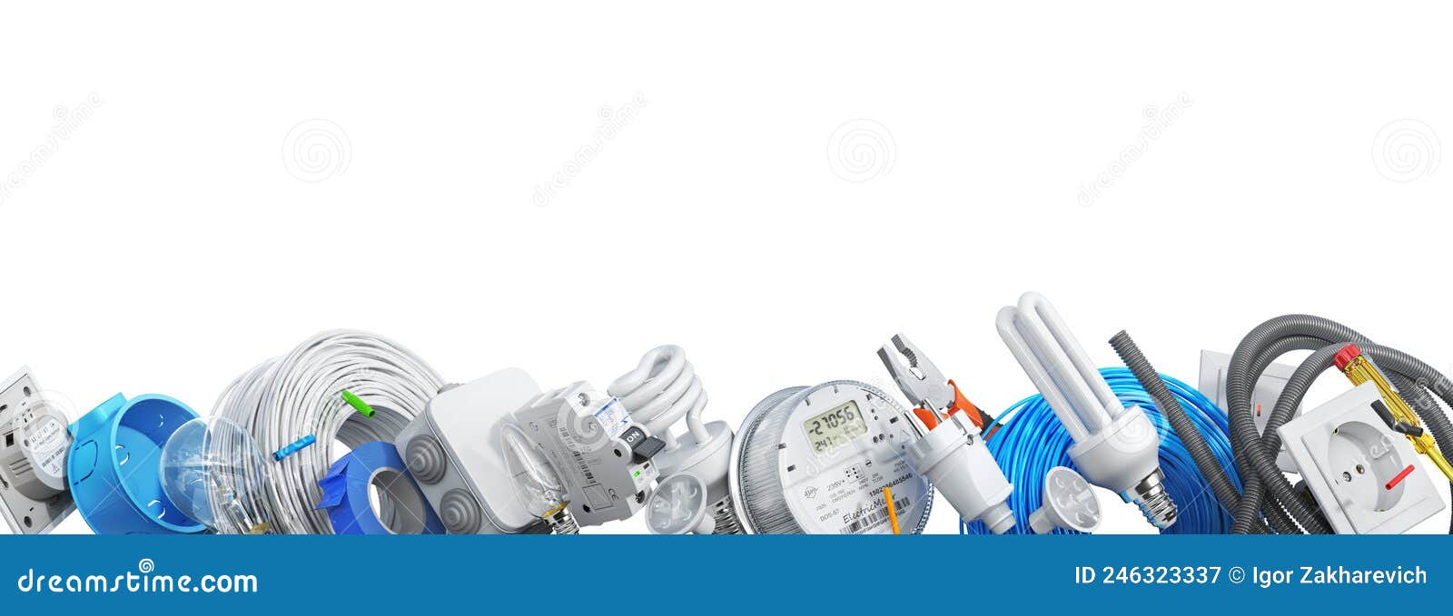 Electric Components in the Side on a White Background. Stock ...