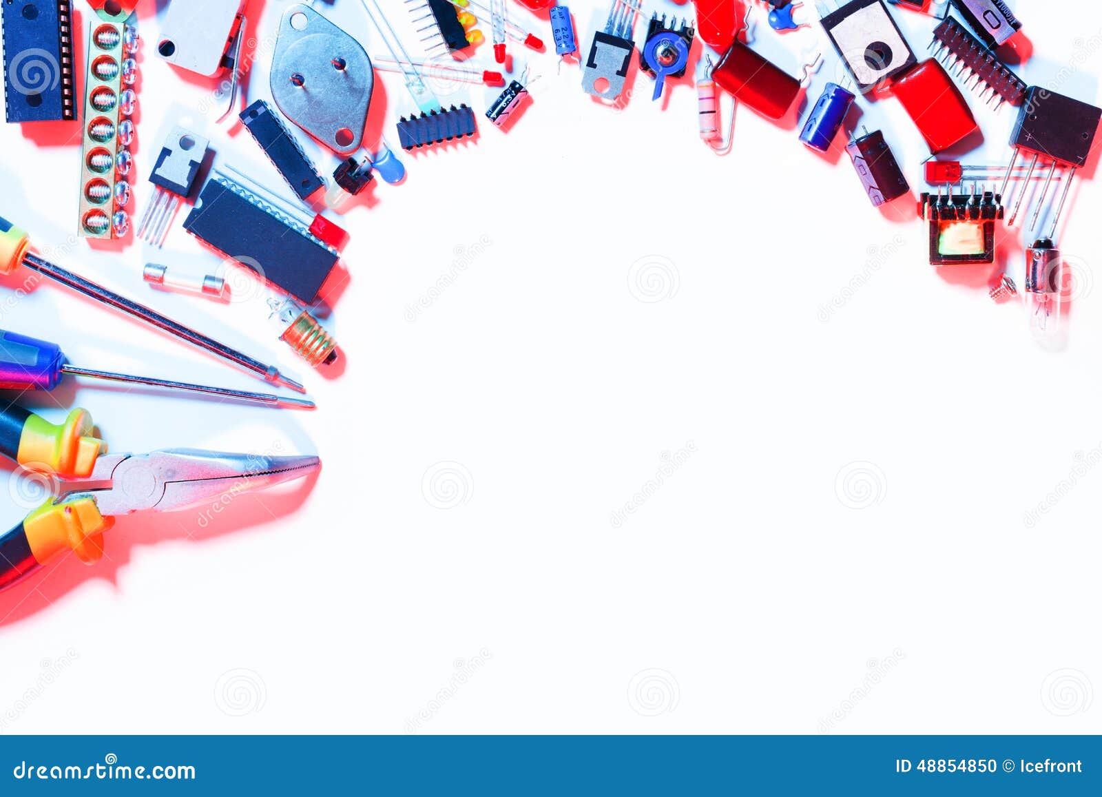 Electric Components and Tools Frame Stock Photo - Image of technical ...