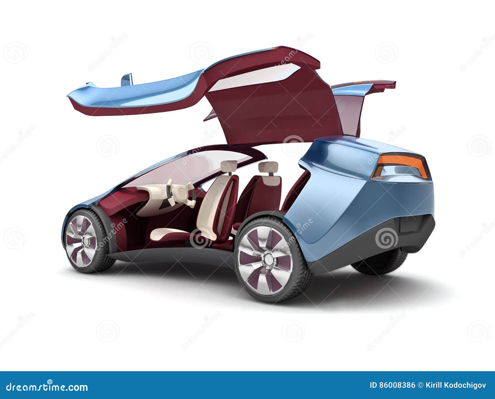 Electric Concept Car. 3d Rendering Stock Illustration - Illustration of ...