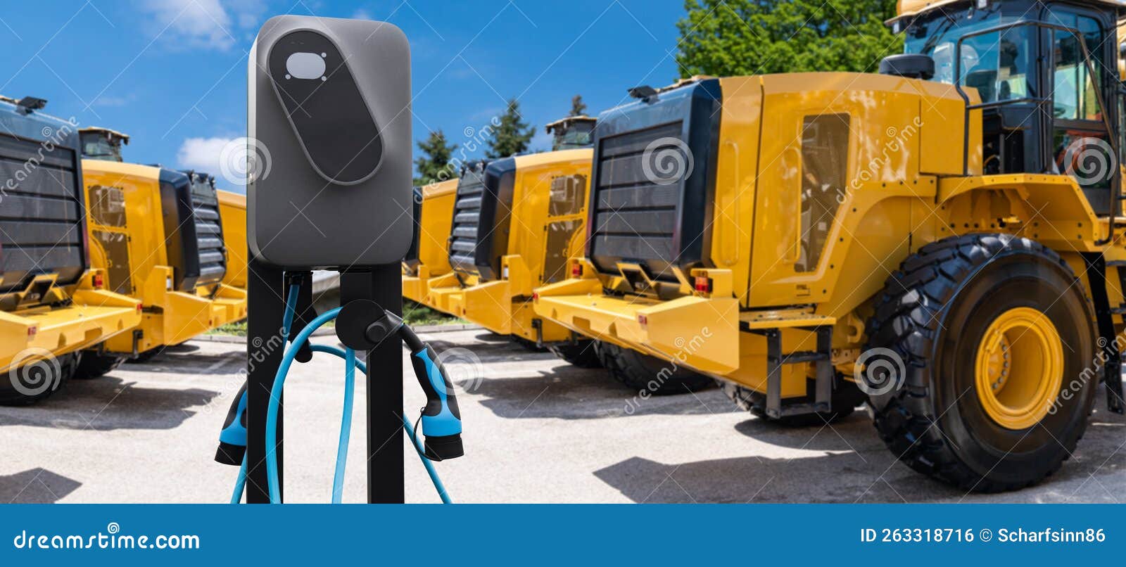 Electric Construction Machines with Charging Station Stock Photo ...