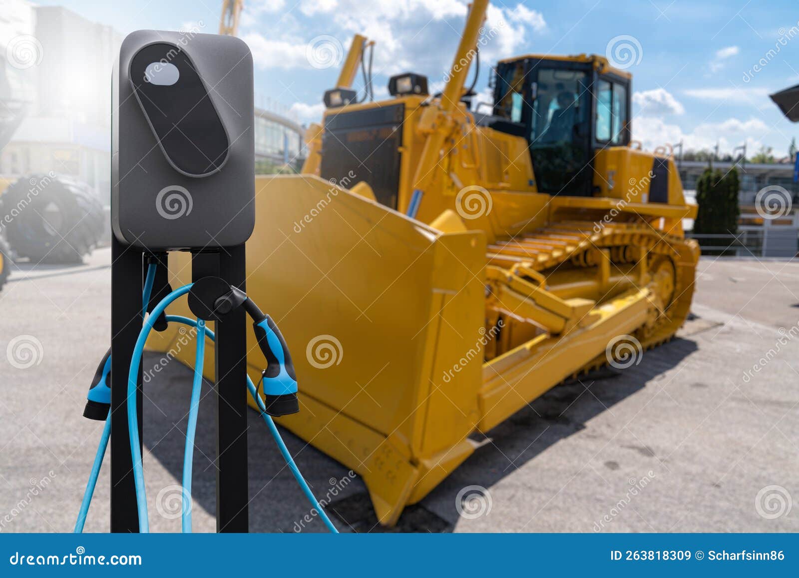 Electric Construction Machines with Charging Station Stock Image ...
