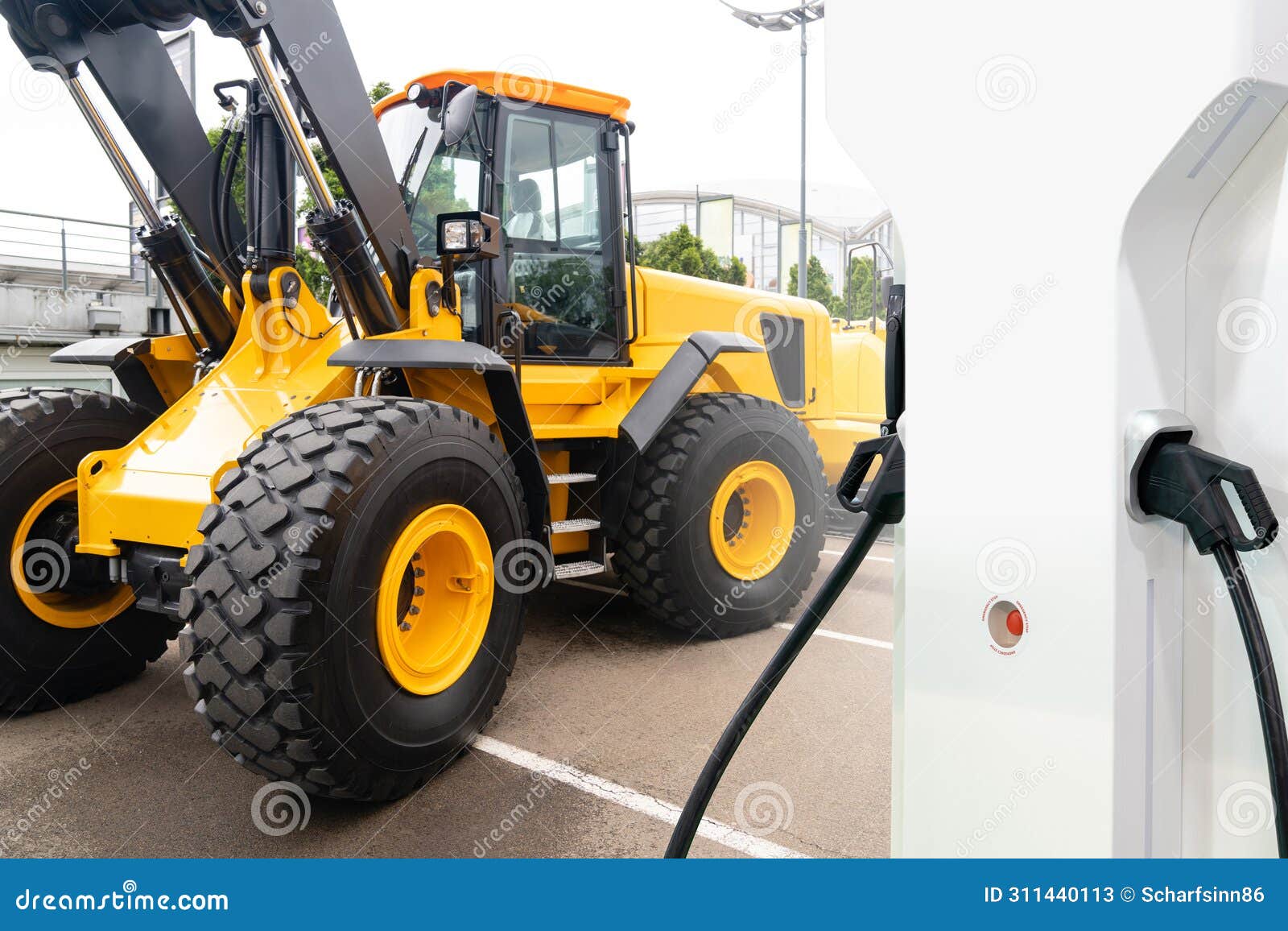 Electric Construction Machines with Charging Station. Concept Stock ...