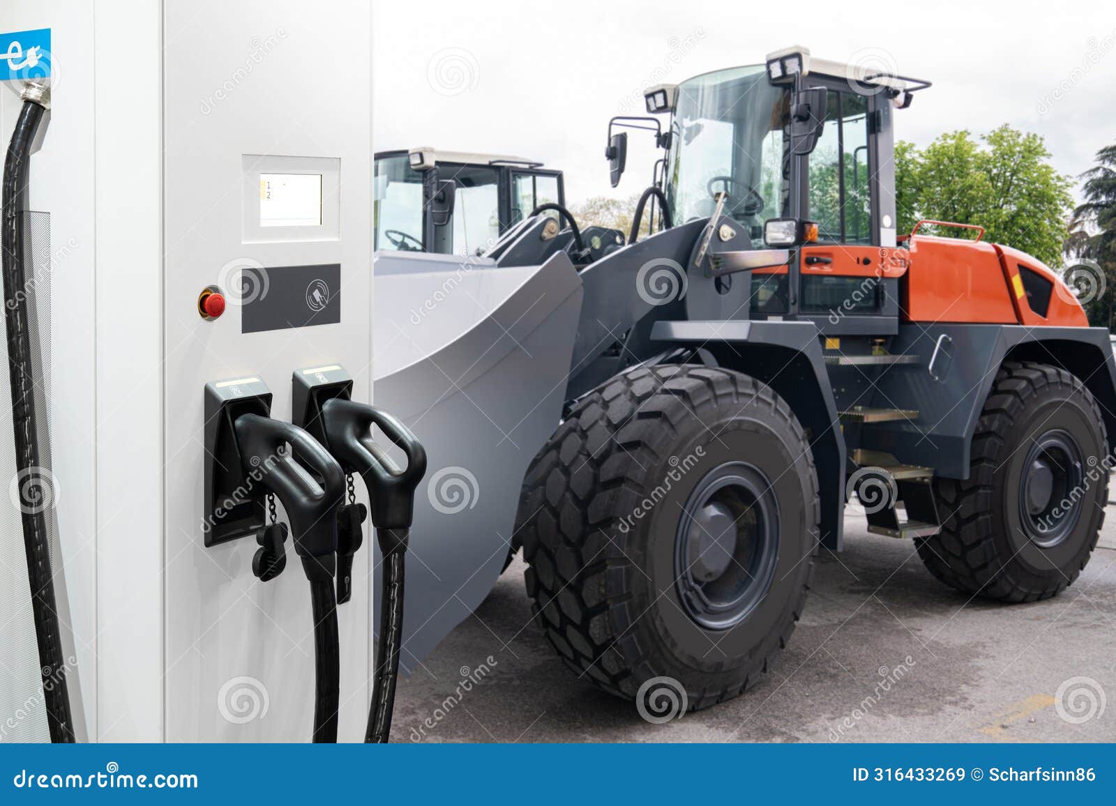 Electric Construction Machines with Charging Station. Stock Image ...