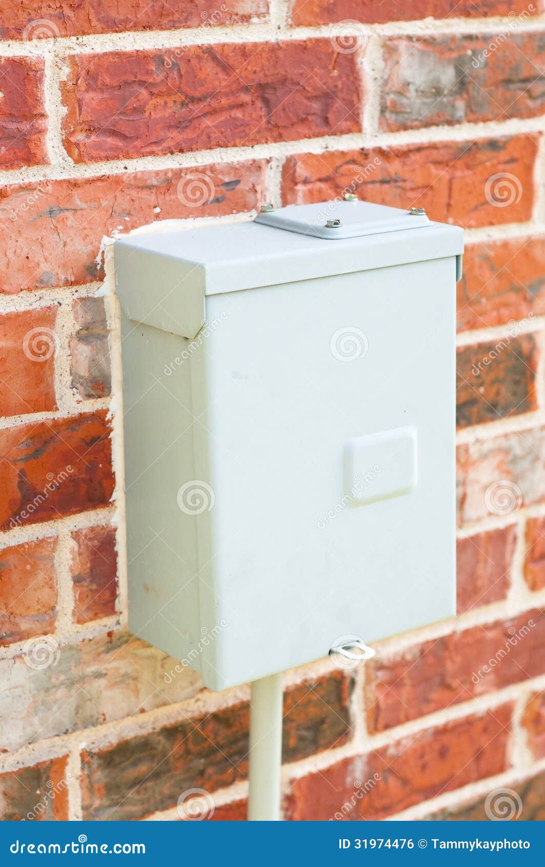 Electric Control Box on Red Brick Wall Stock Photo - Image of system ...