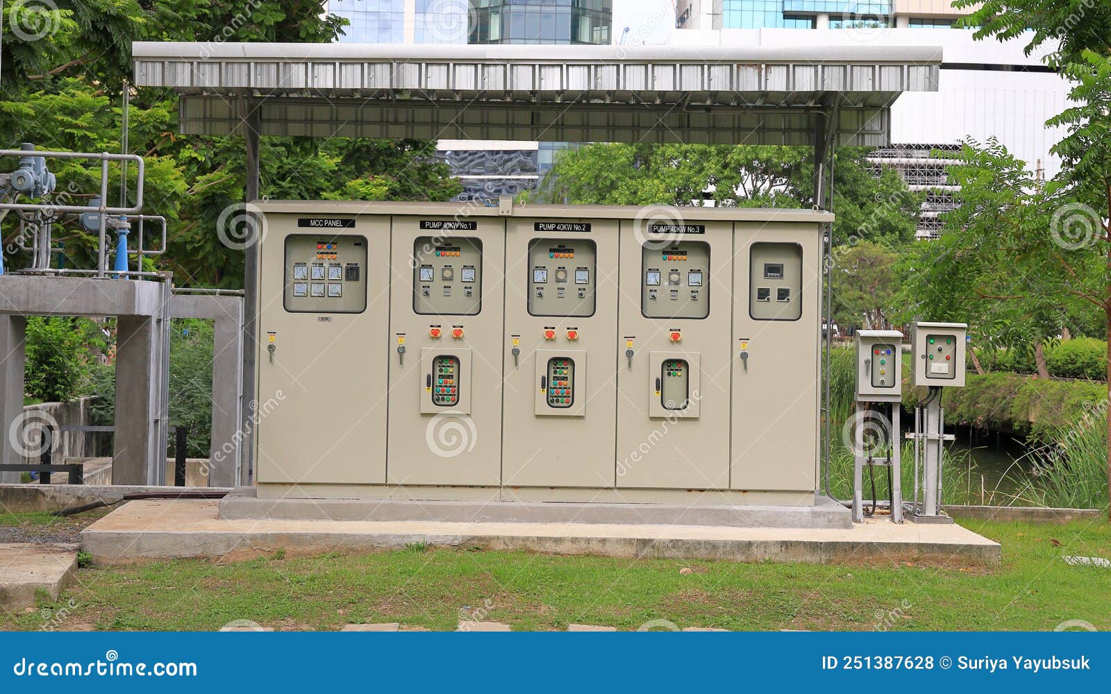 Electric Cabinets And A Traffic Light For Traffic Regulation Are ...