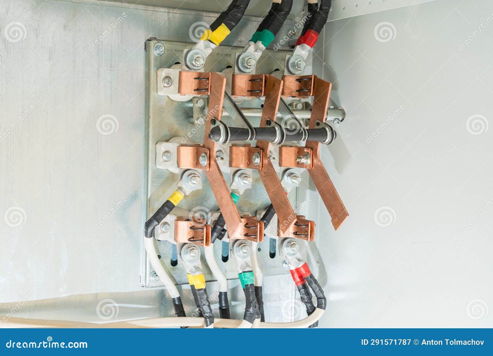Electric Control Panel Enclosure Closeup. Electrical Voltage Stock ...