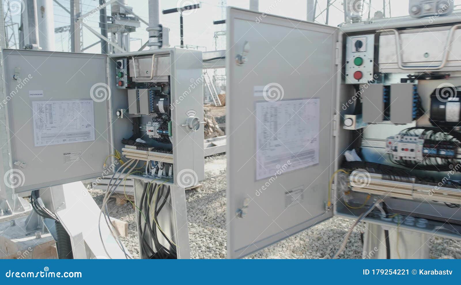 Electrical Cabinet at a High Voltage Substation. Stock Video - Video of ...