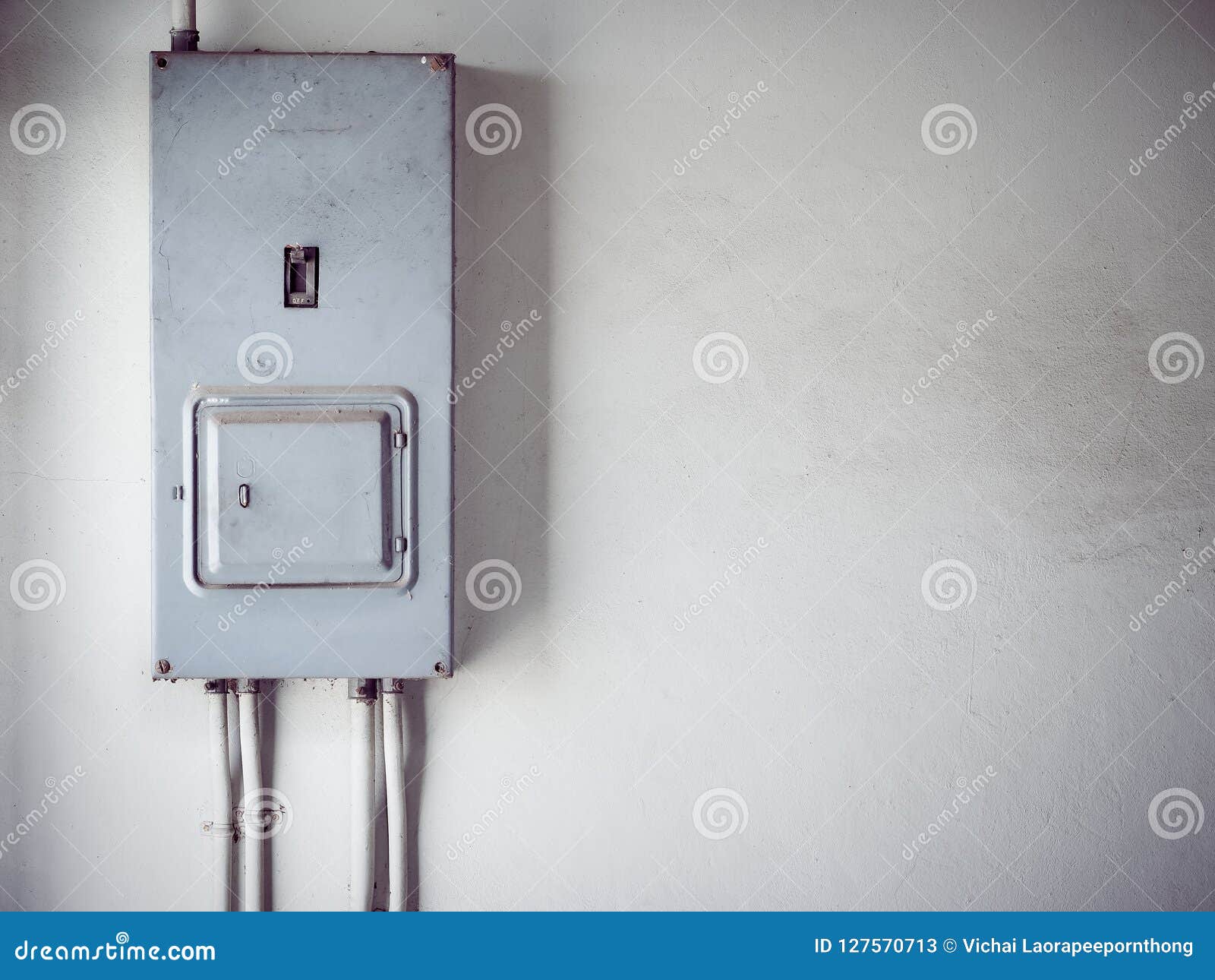 Electric Control Panel is Installed on the Old Wall. Stock Image ...