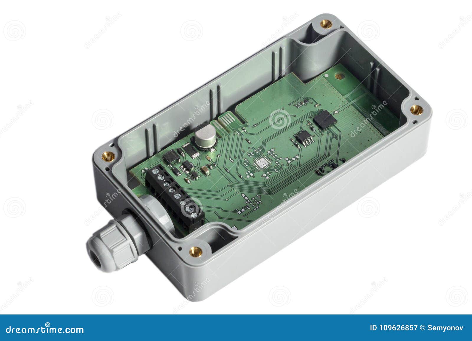 Electric Control Panel in Junction Box. Isolated on White Stock Image ...