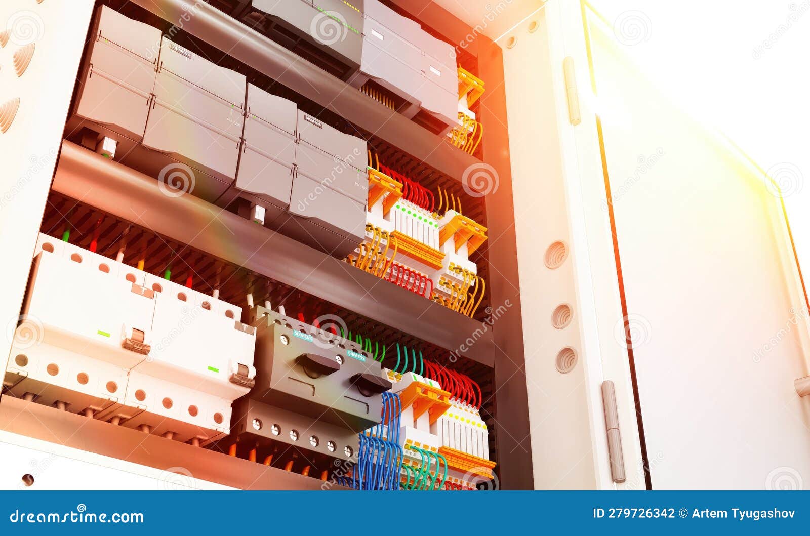 Electric Control Panel. Voltage Distributor with Circuit Breakers ...
