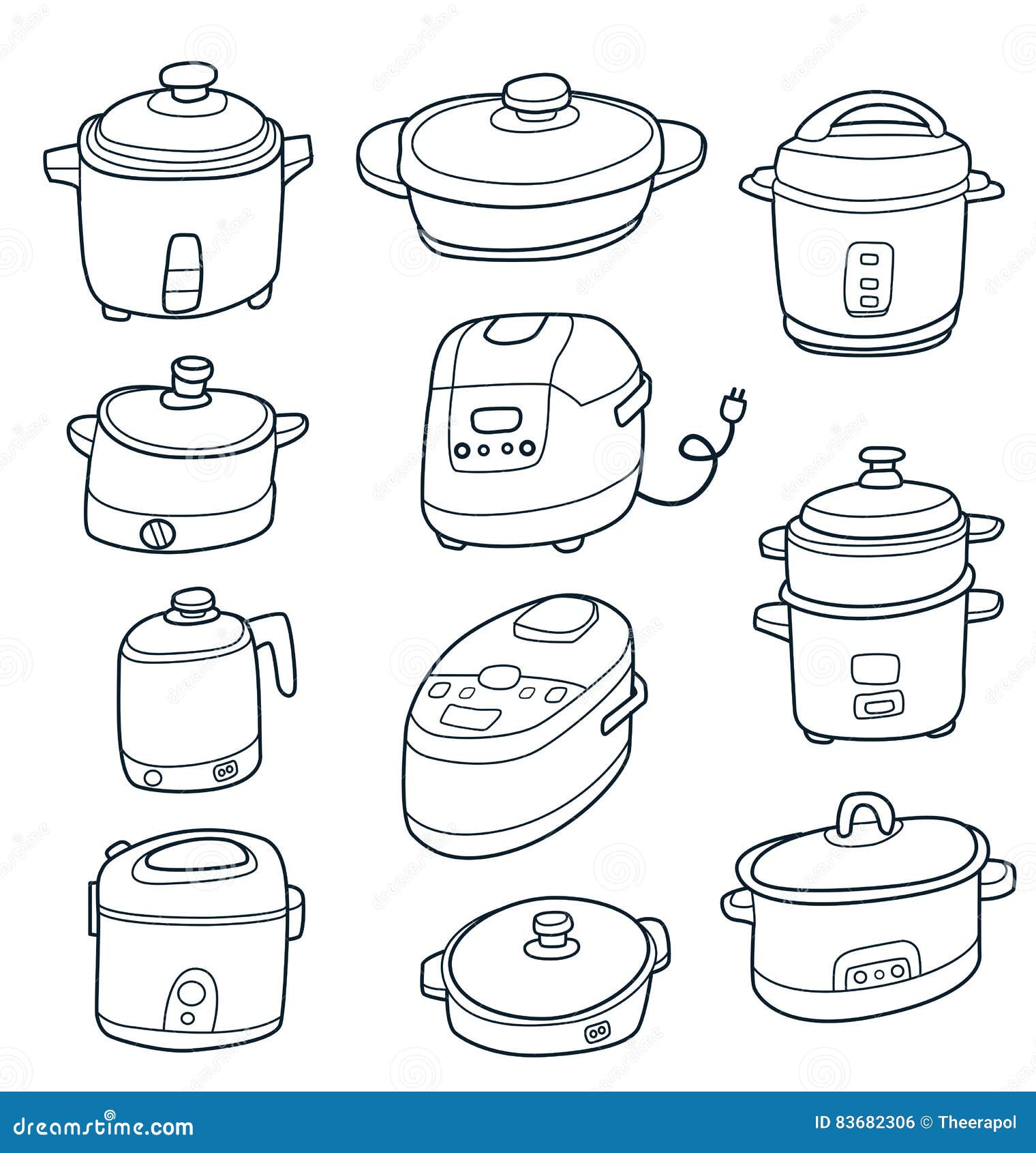 Electric cooker set stock illustration. Illustration of appliance ...