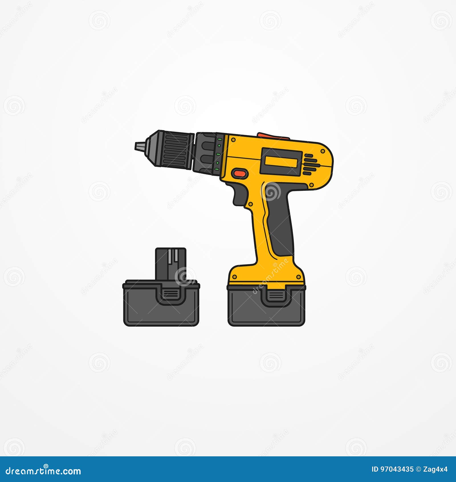 Cordless Screwdriver With Drill On Sky Background 3d Illustration ...