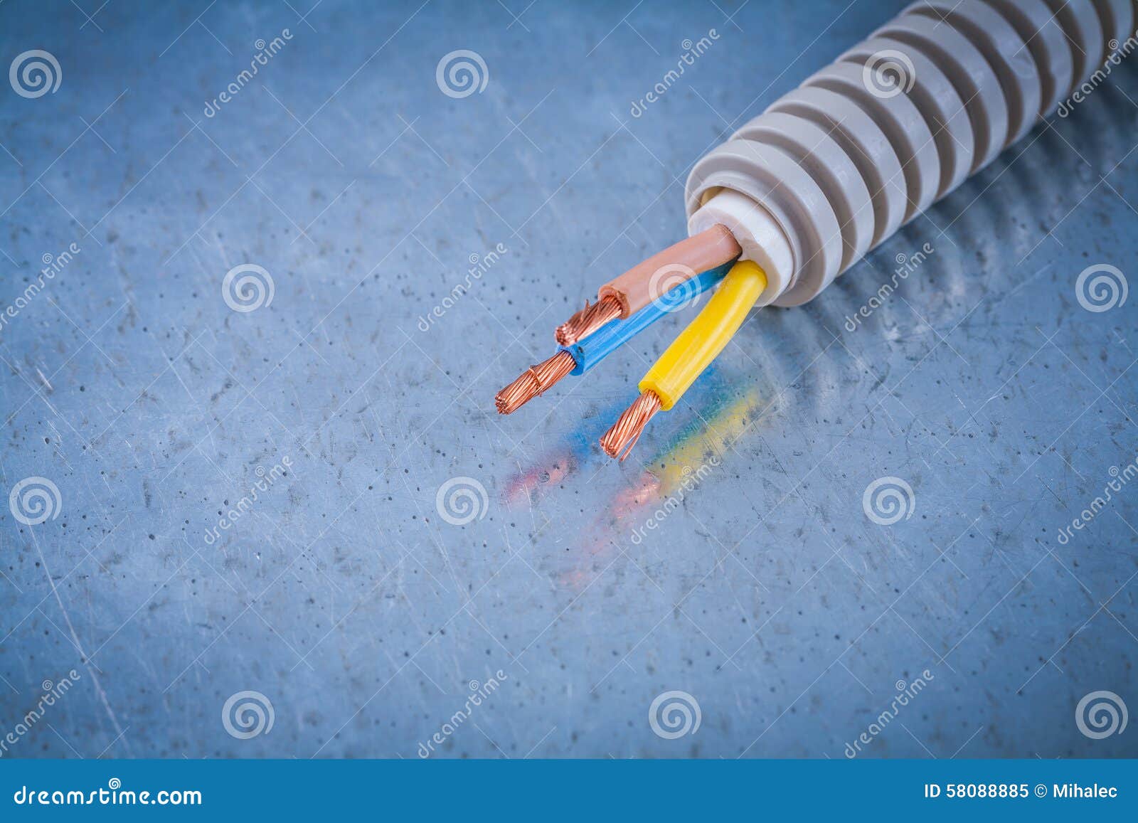 Electric Corrugated Wire Protection Copper Cables on Scratched M Stock ...