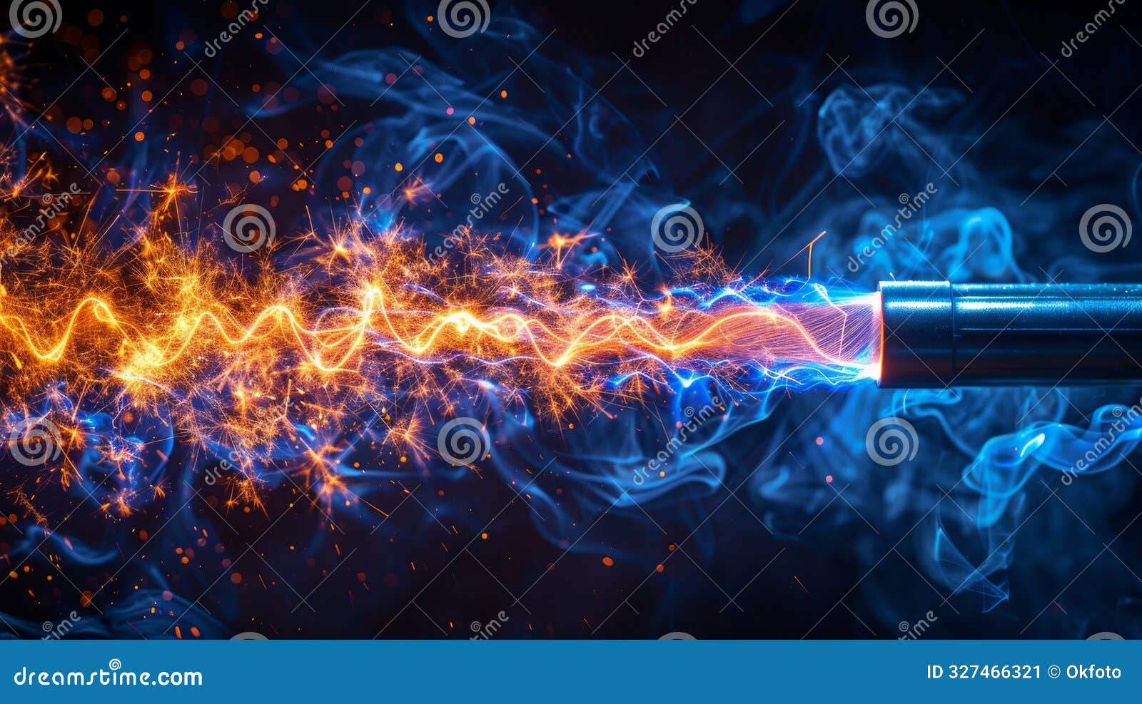 Electric Current Flowing through Open Wire Creating Spark and Smoke ...