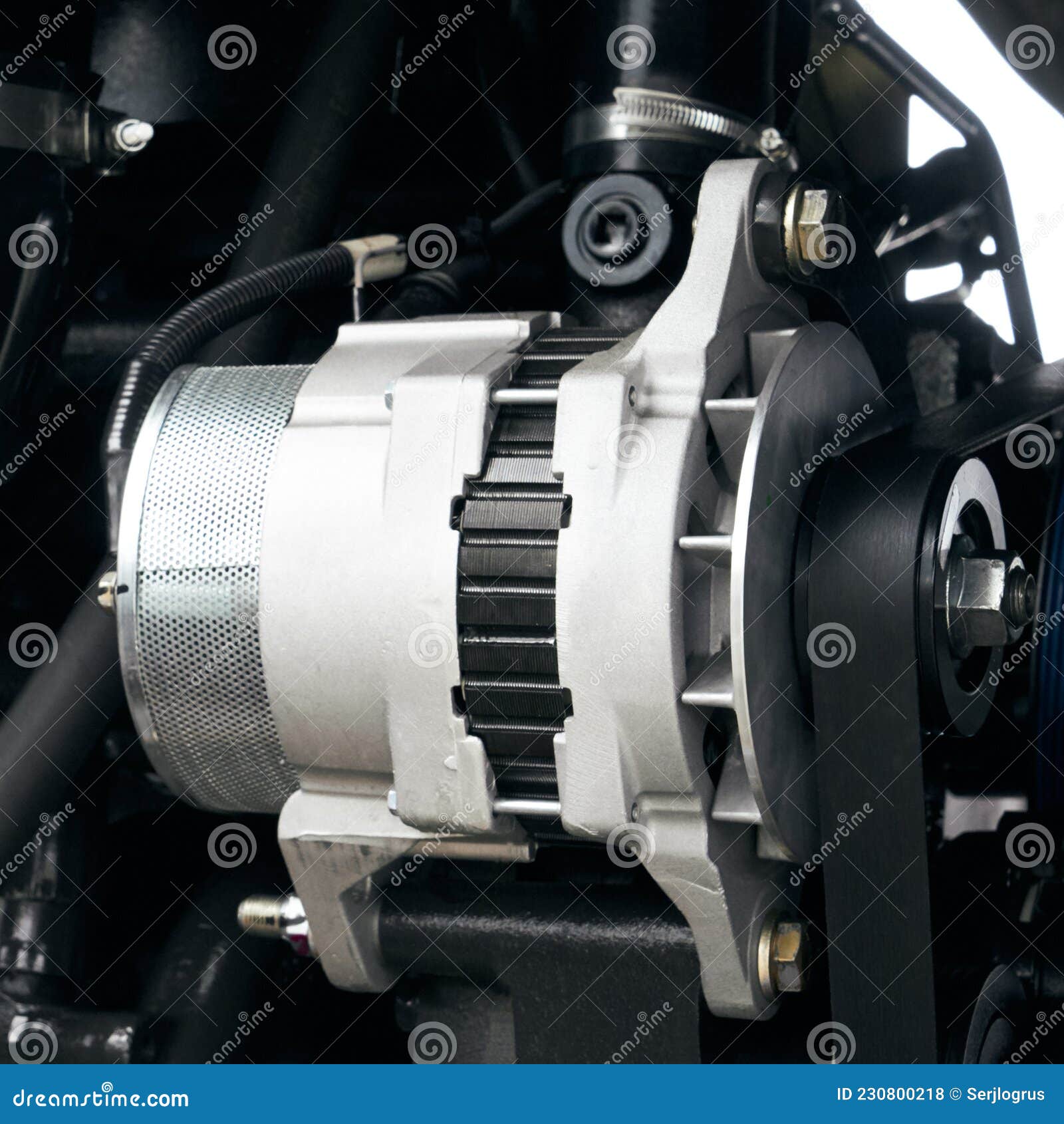 Electric Current Generator on a Modern Engine Stock Photo - Image of ...