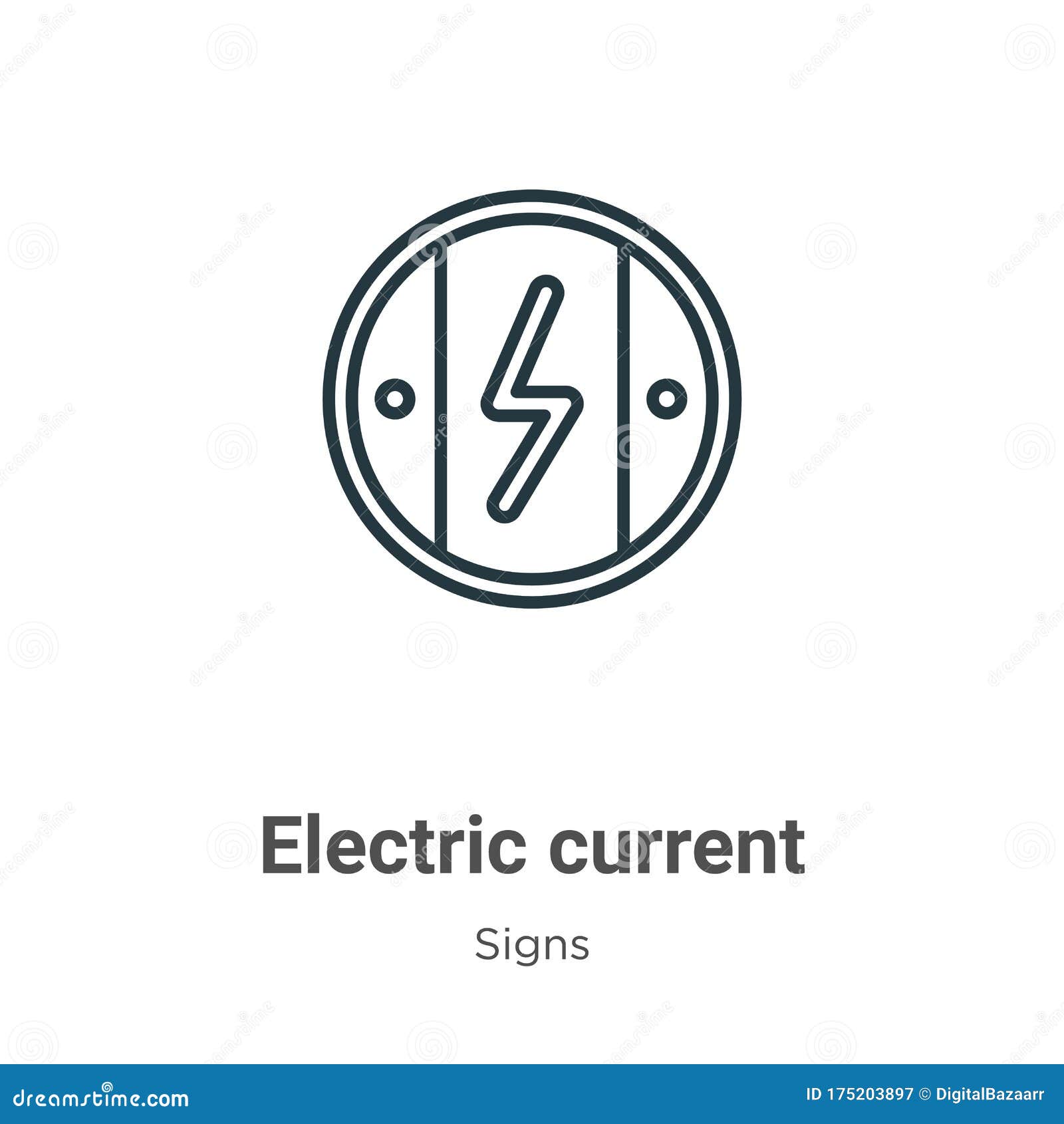 Electric Current Outline Vector Icon. Thin Line Black Electric Current ...