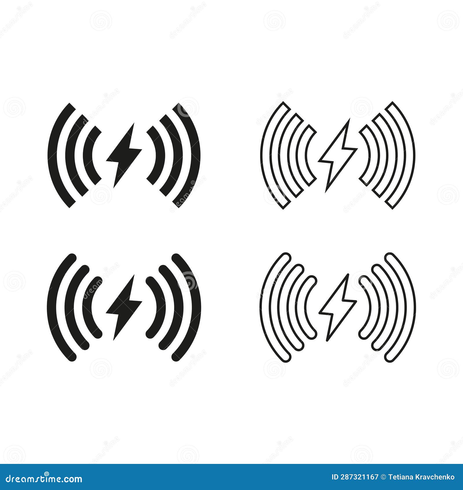 Electric Current Sign Set. Electric Power Symbol Set. Vector ...