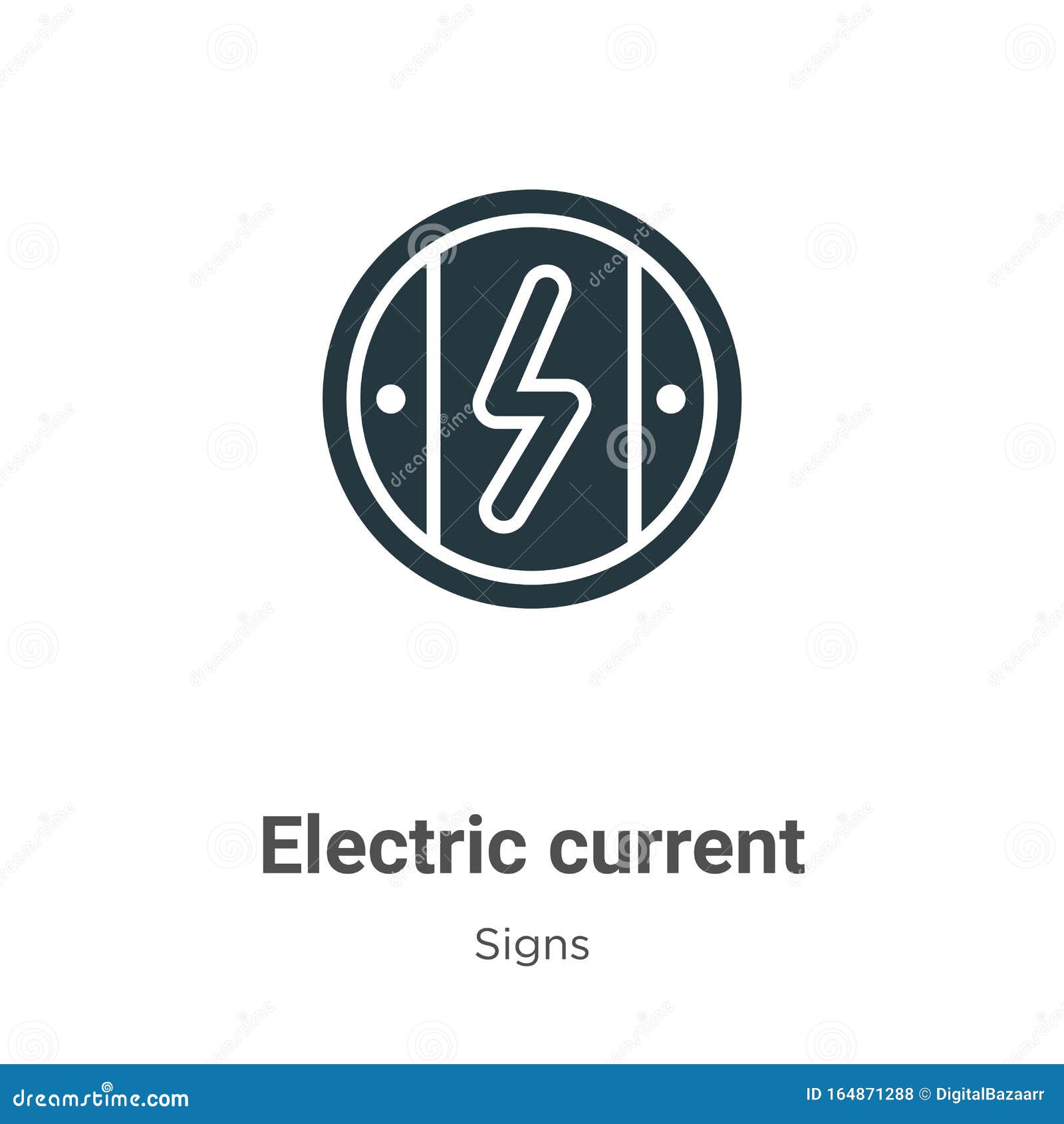 Electric Current Vector Icon on White Background. Flat Vector Electric ...