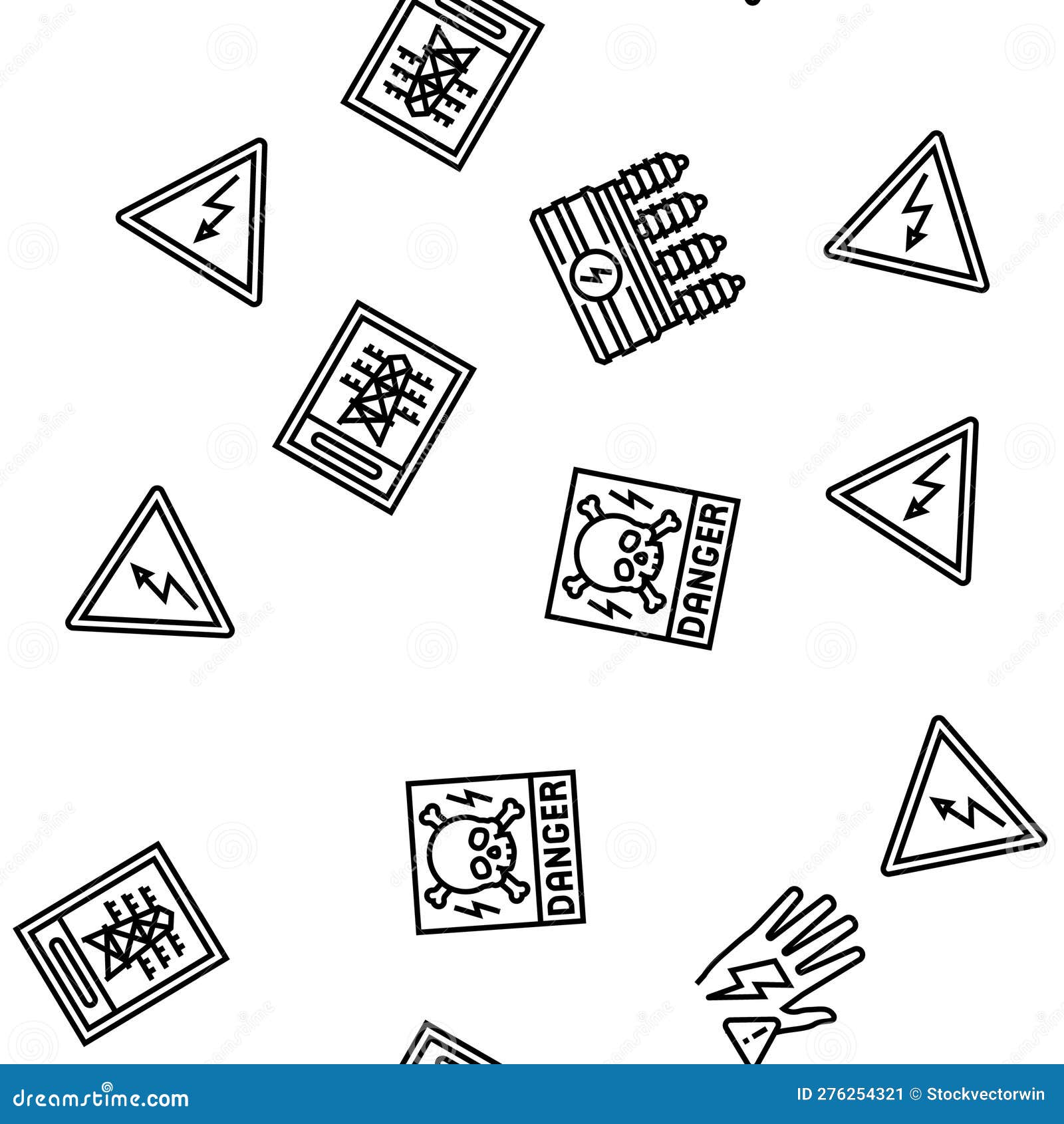 Electric Danger Shock Power Vector Seamless Pattern Stock Vector ...