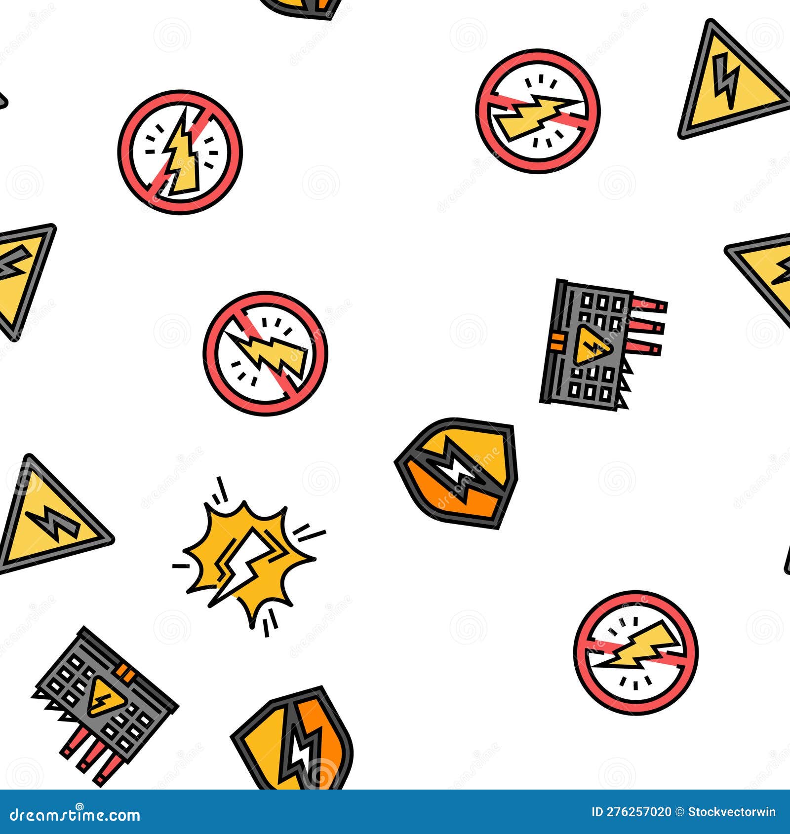 Electric Danger Shock Power Vector Seamless Pattern Stock Vector ...