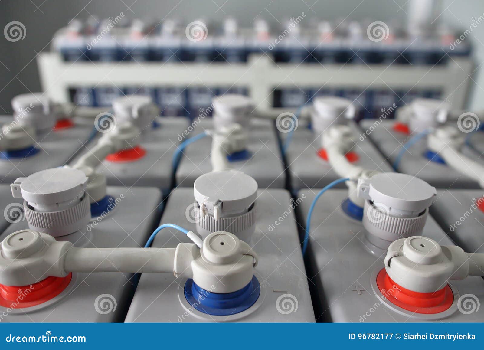 Electric Accumulator DC Battery At Electrical Station Closeup Royalty ...