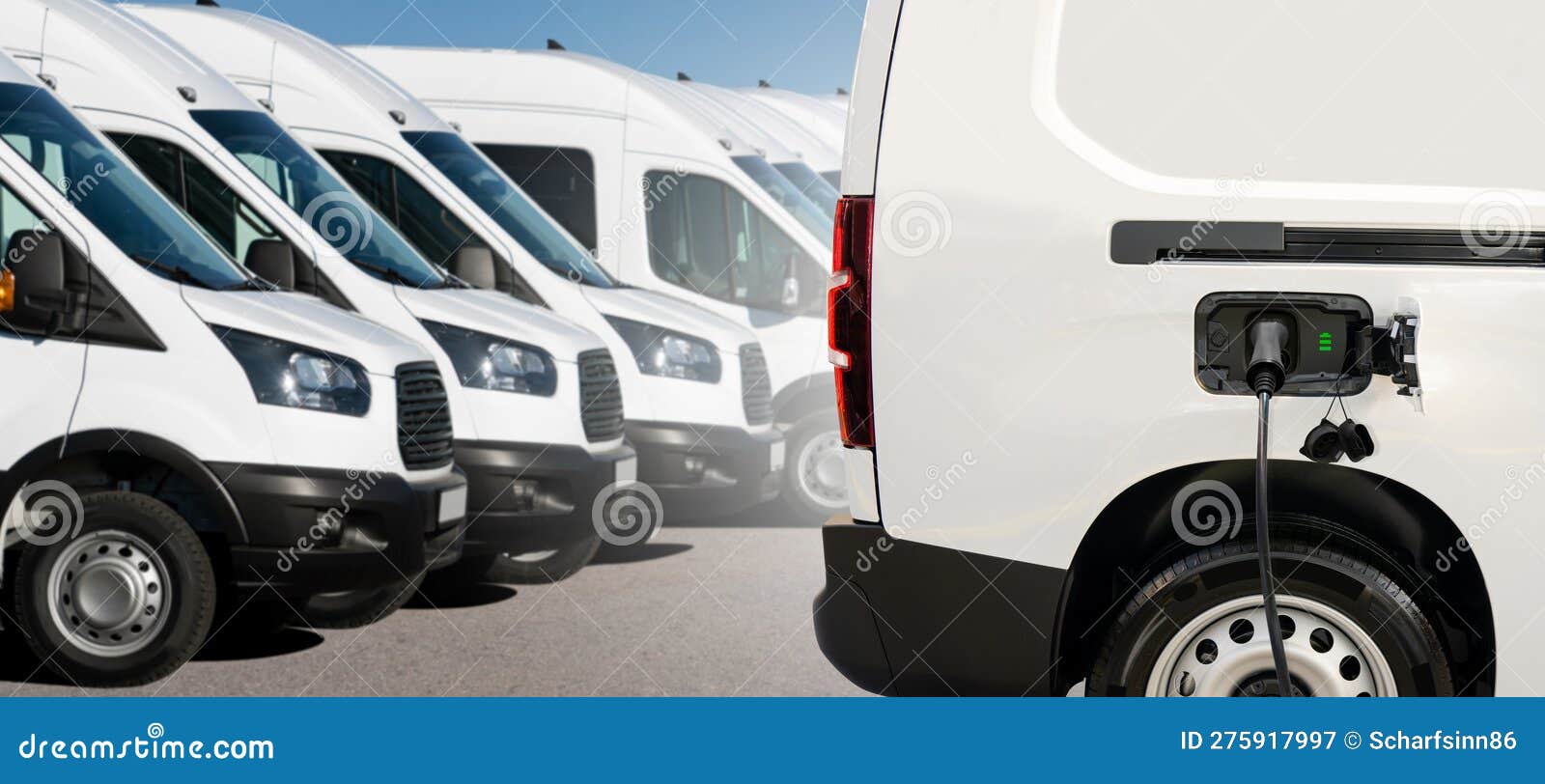 Electric Delivery Van with Connected Charging Cable. Stock Image ...