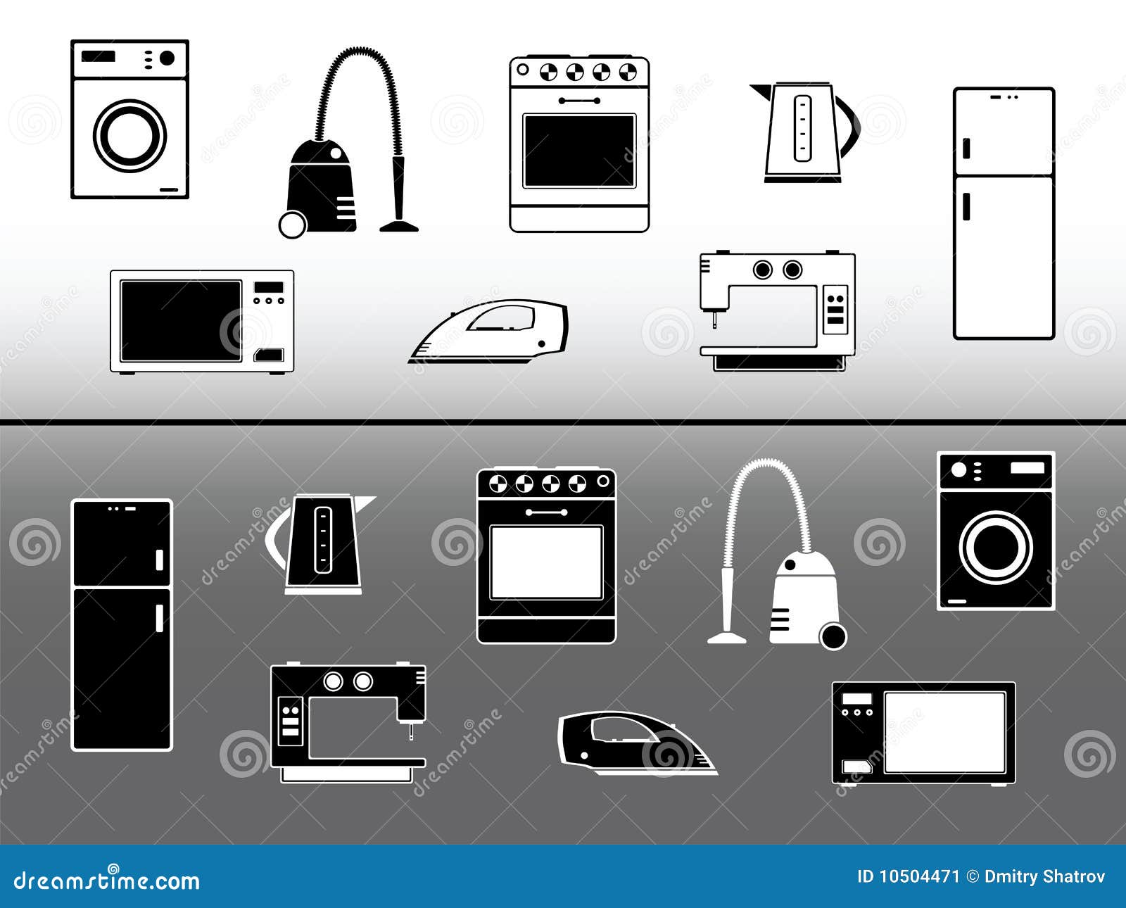Electric devices. stock vector. Illustration of refrigerator - 10504471