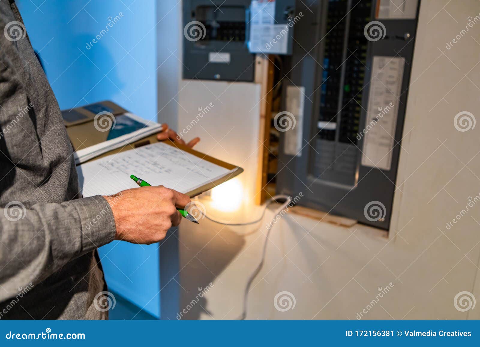 Electric Distribution Board Checking Stock Image - Image of glasses ...