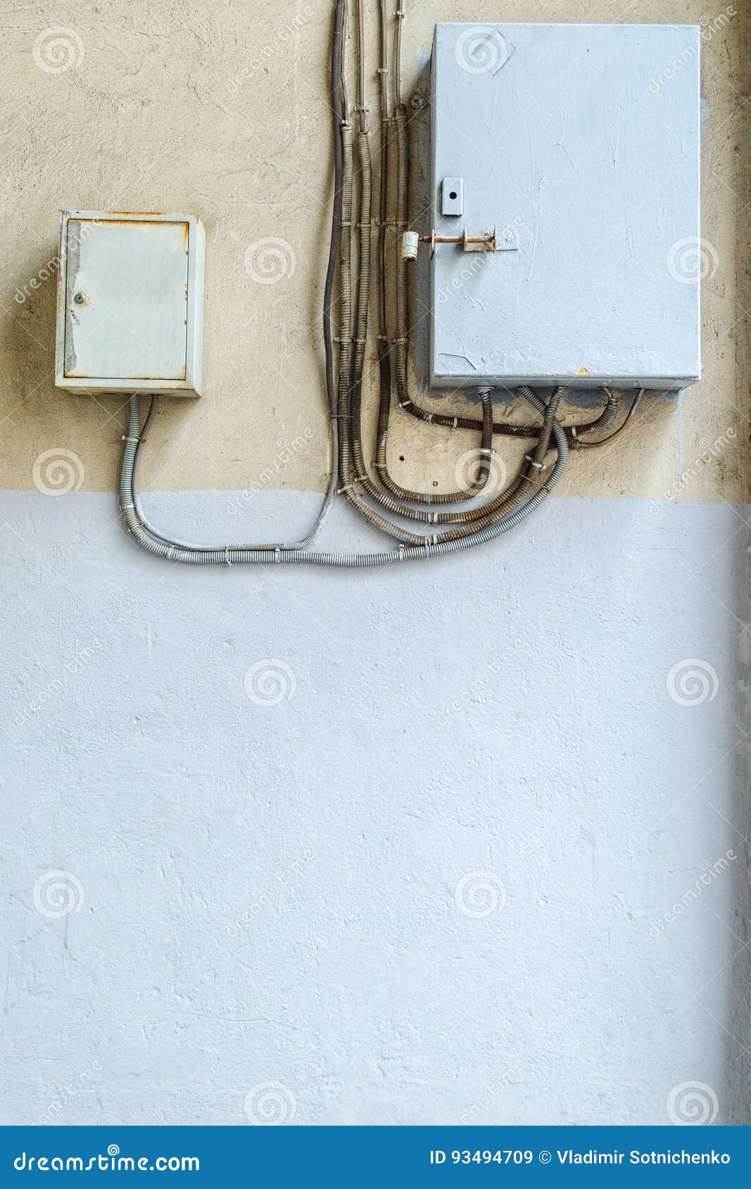 Electric Distribution Boxes on Wall Stock Image - Image of brick ...