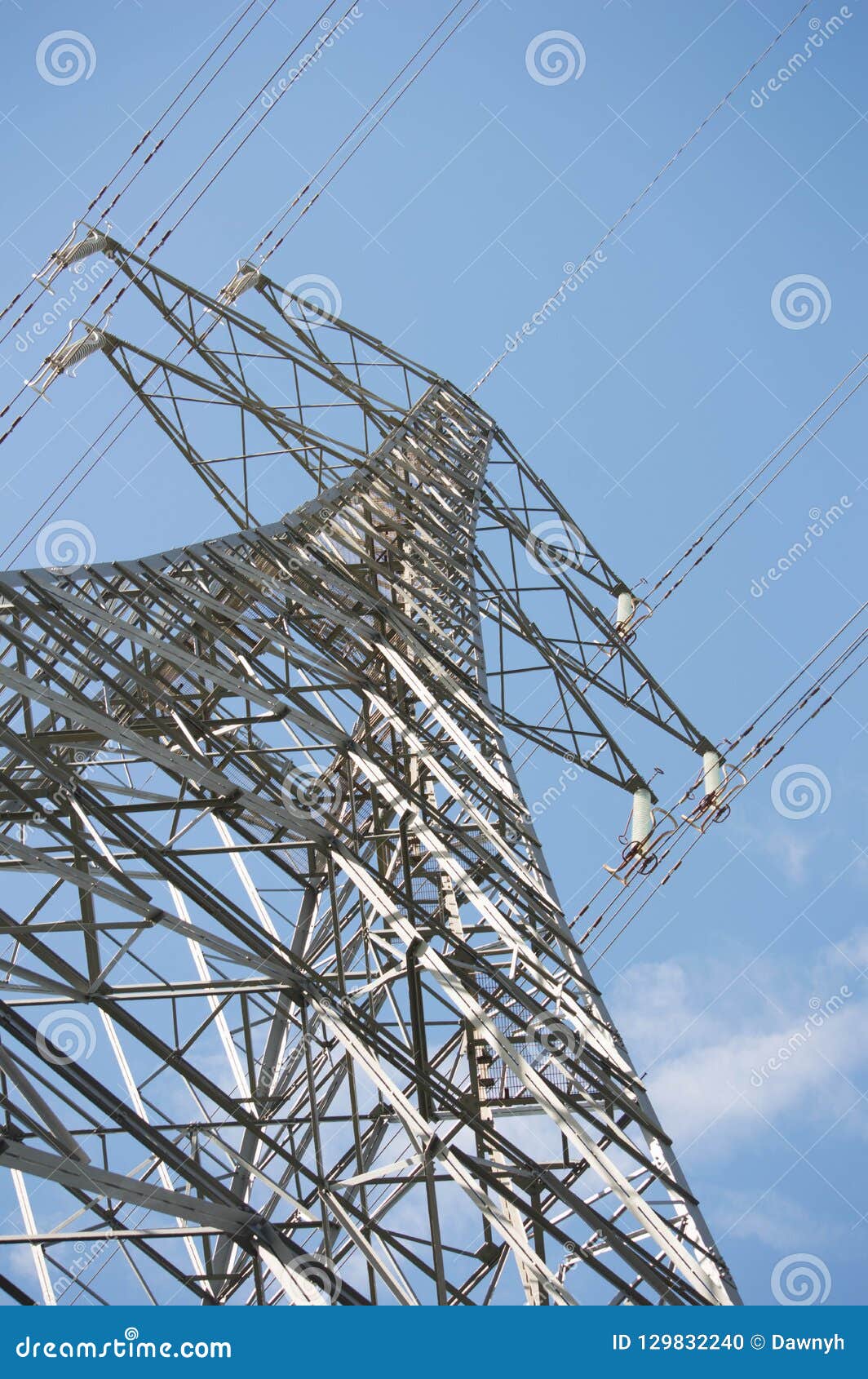Electric Distribution Tower with High Voltage Cables Stock Photo ...