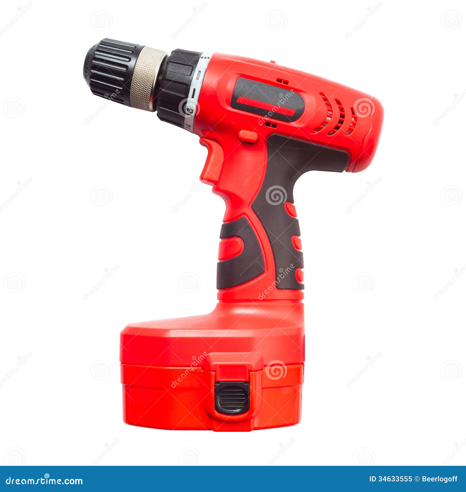 Electric Drill Power Tool in Red Stock Image - Image of heavy, industry ...
