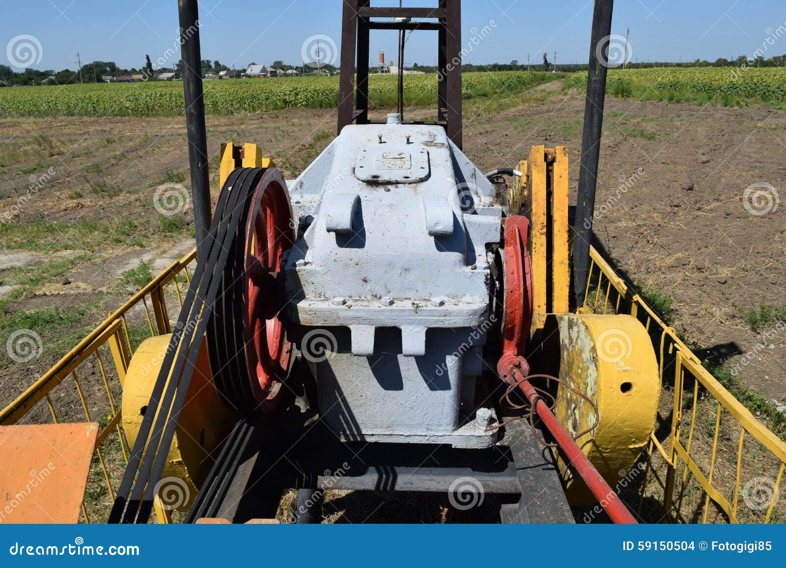 Electric Drive and Reducer Pumping Unit of an Oil Well. Stock Photo ...