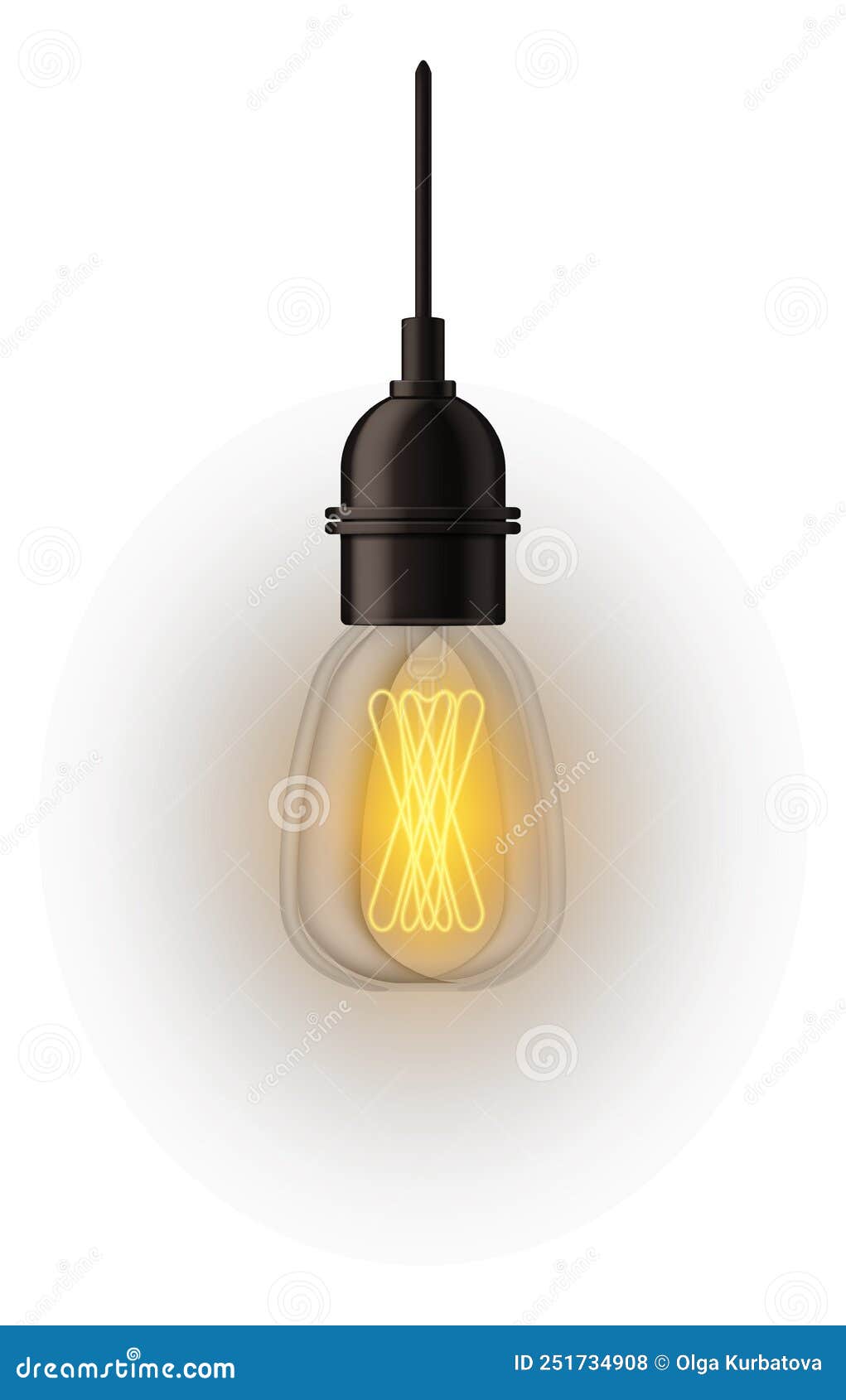 Electric Edison Lamp. Vintage Realistic Light Bulb Cartoon Vector ...